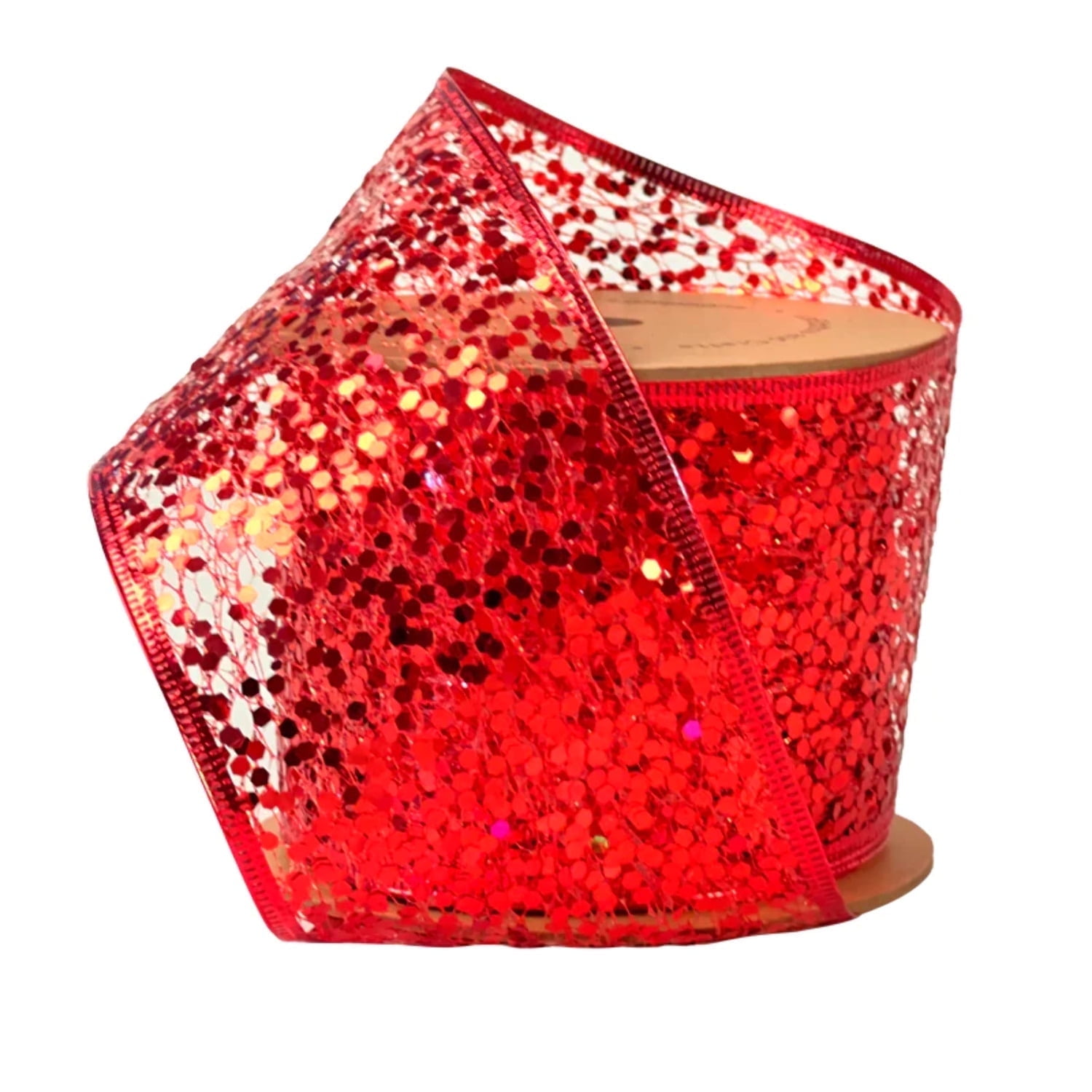 LaRibbons 3" Red Sequin Wired Ribbon, 10 Yard Roll - Walmart.com