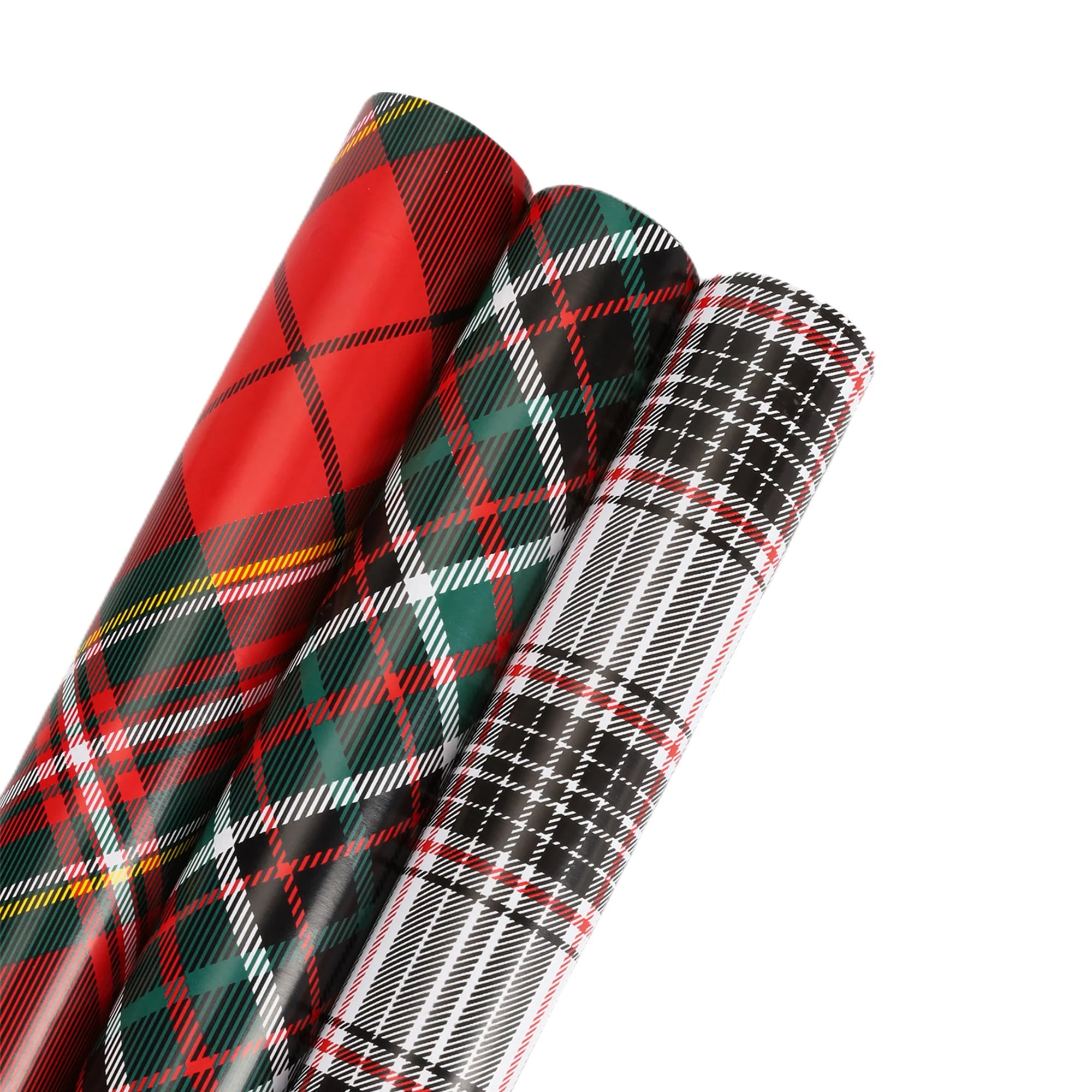 LaRibbons 30" x 10' Holiday Wrapping Paper Bundle (3-pack) | Plaid Red ...