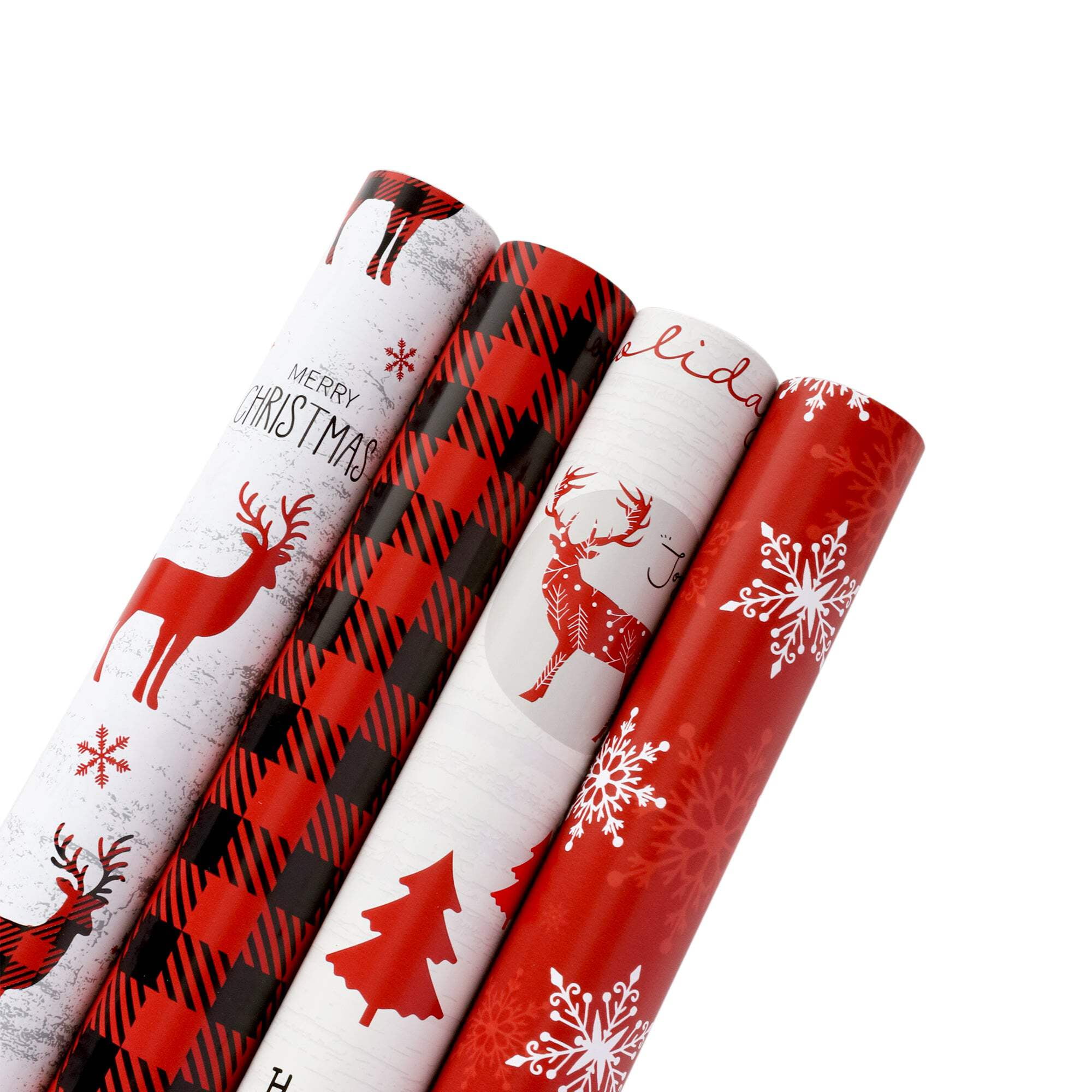 LaRibbons 30" x 10' Wrapping Paper Bundle (4-pack) | Buffalo Plaid/Red ...