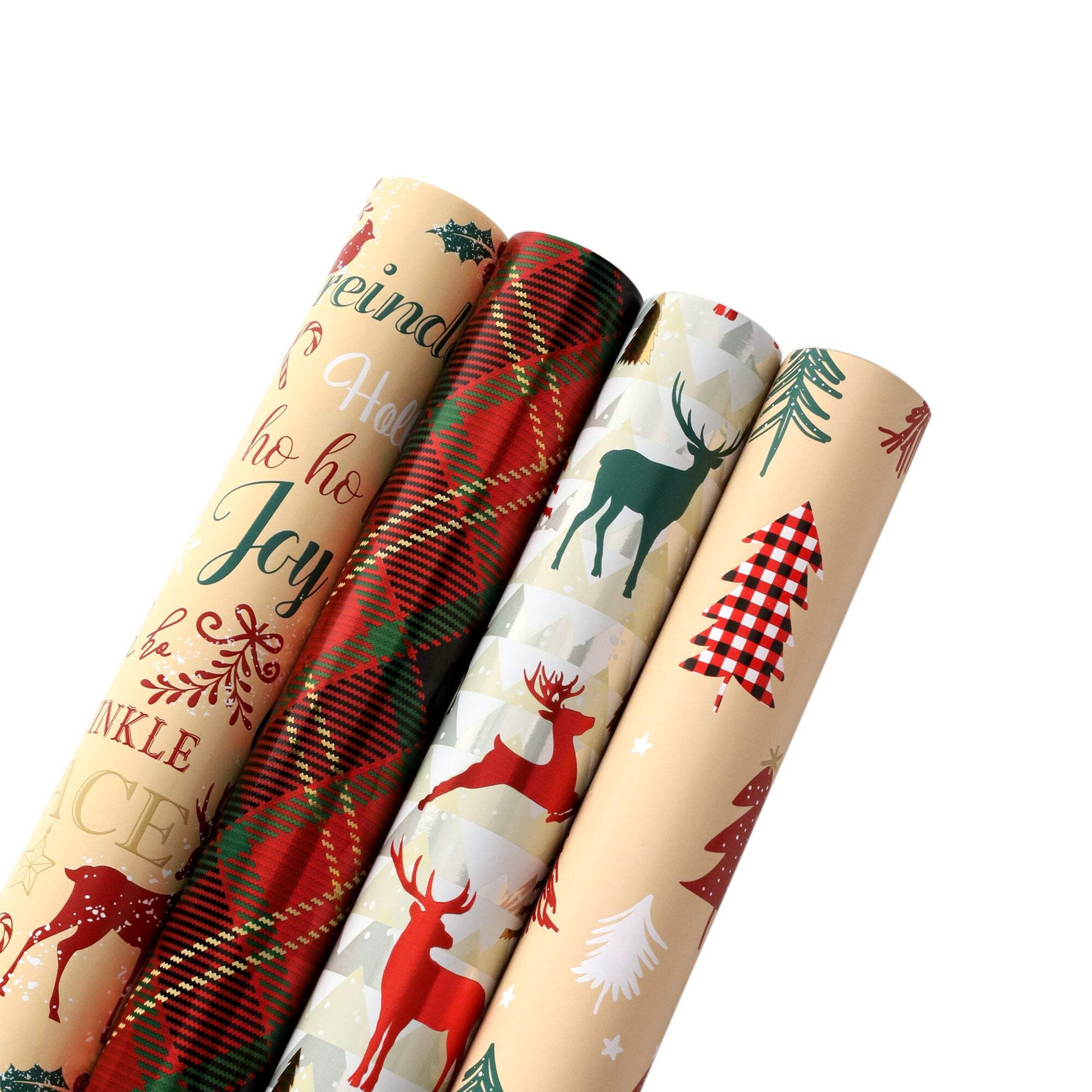 LaRibbons 30" x 10' Wrapping Paper Bundle (4-pack) | Natural Christmas ...