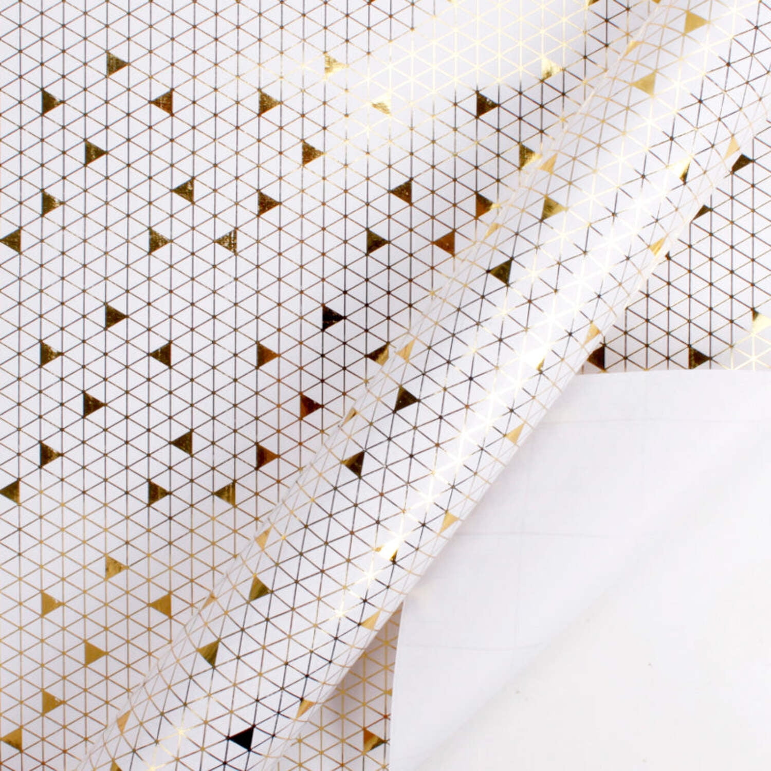 LaRibbons 30" x 10' Wrapping Paper | White/Gold Foil Triangles ...