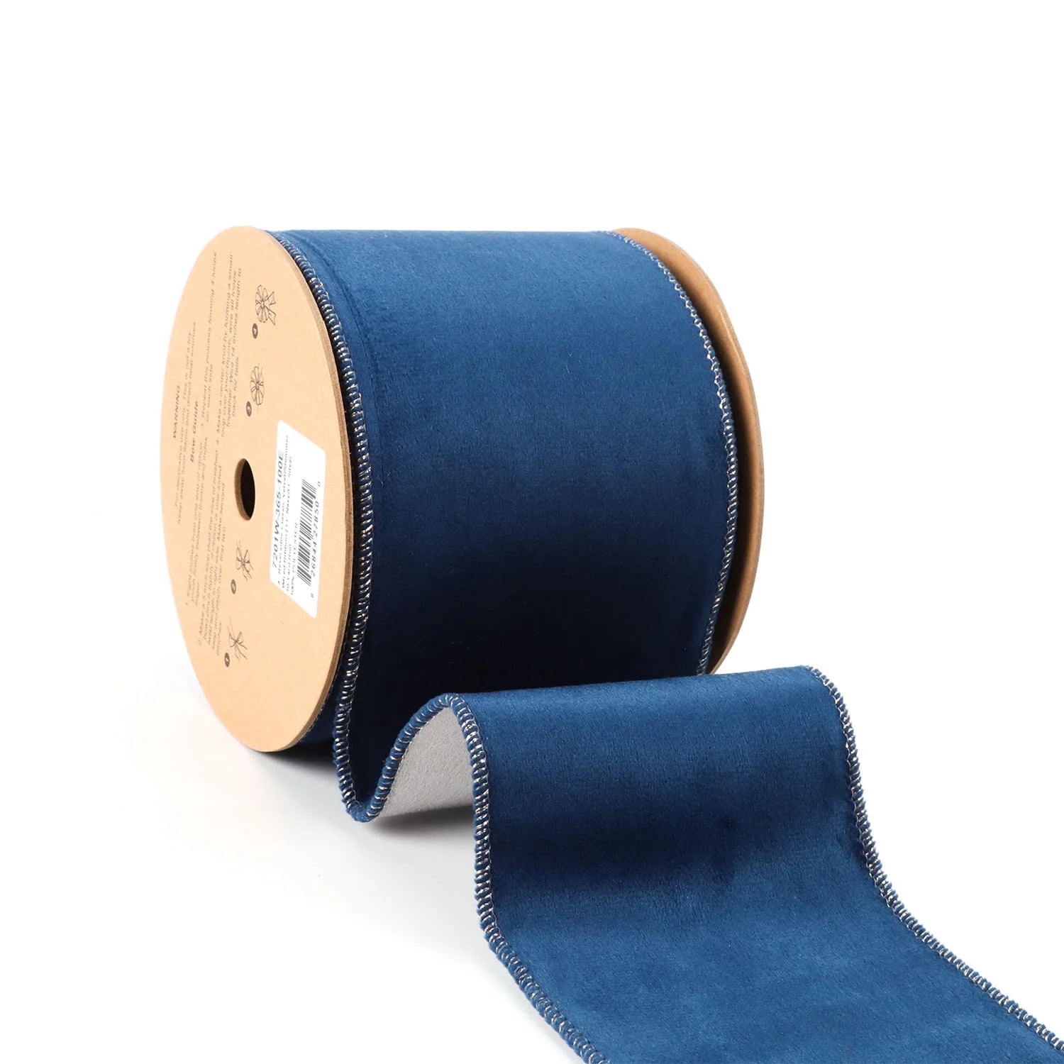 LaRibbons 4" Reversible Classic Velvet/Shimmer Wired Ribbon | Lt. Navy ...