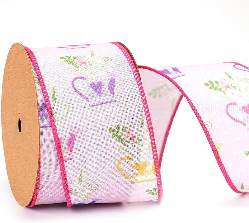 LaRibbons Spring Ribbon Wired 2.5 Inch x 12 Yards, Blue Butterfly ...