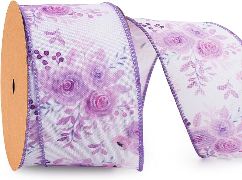 LaRibbons Spring Ribbon Wired 2.5 Inch x 12 Yards, Blue Butterfly ...