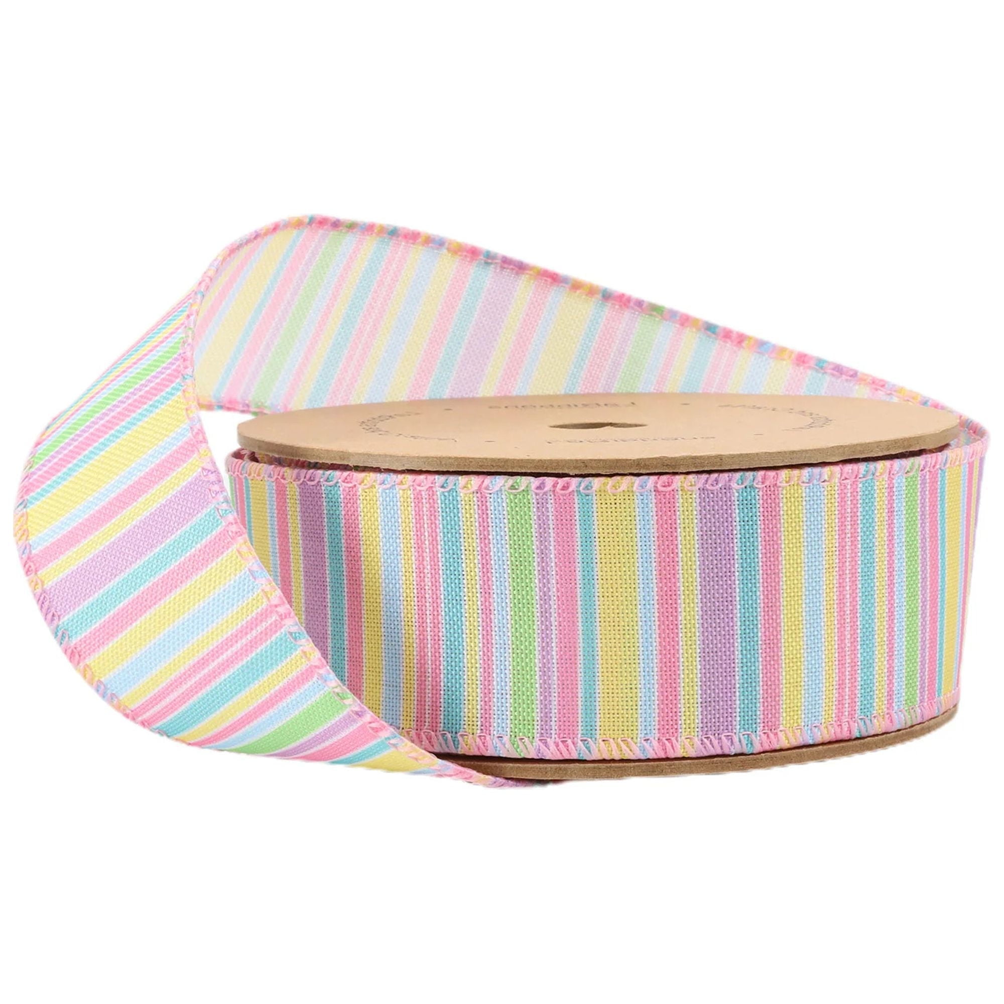 LaRibbons Wired Ribbon | Pastel Horizontal Stripe | 10 Yard Roll ...