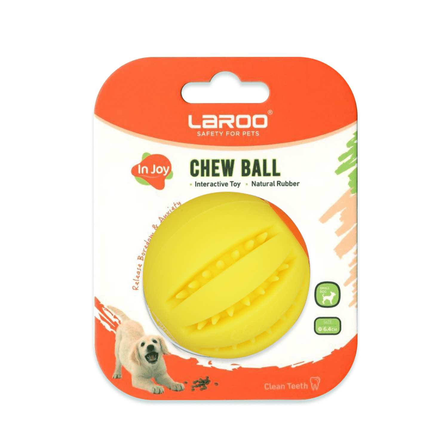 LaRoo Interactive Dog Treat Ball, Slow Feeder Puzzle, Rubber Chew Toy ...