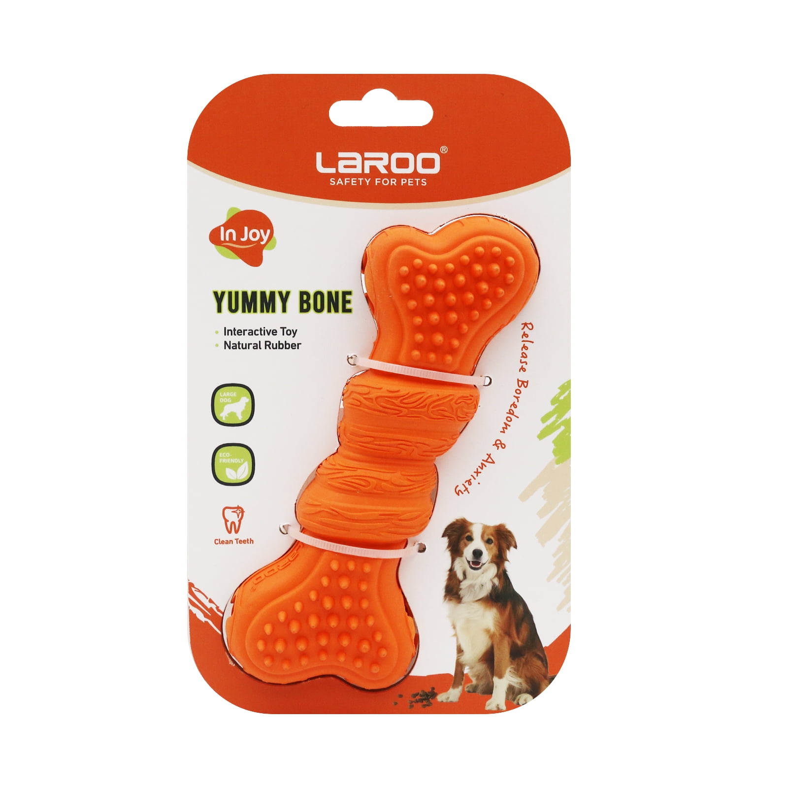 LaRoo Interactive Dog Treat Ball with Natural Rubber, Orange Large ...