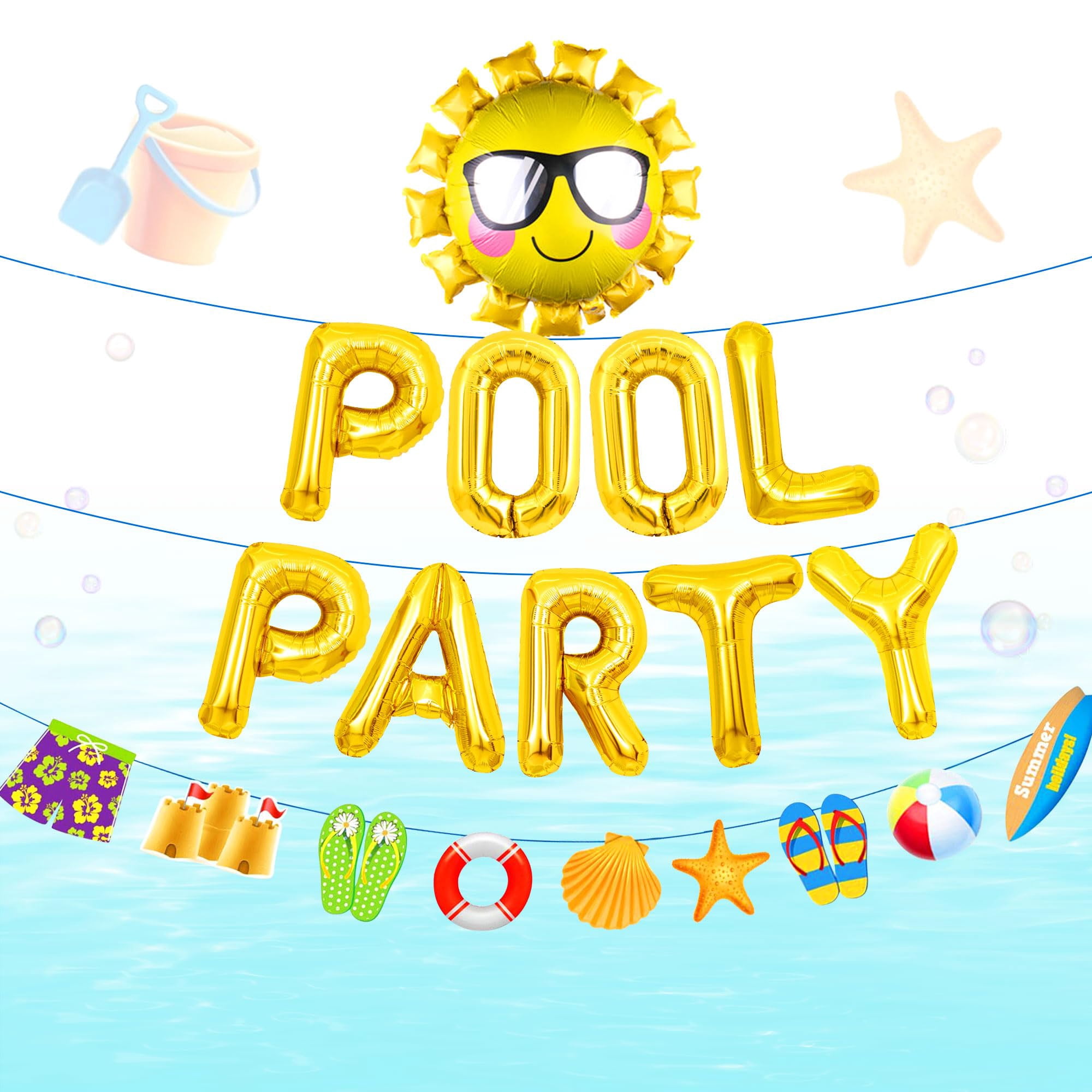 LaVenty Gold Pool Party OIF8 Decoration Pink Girl Beach Pool Party ...