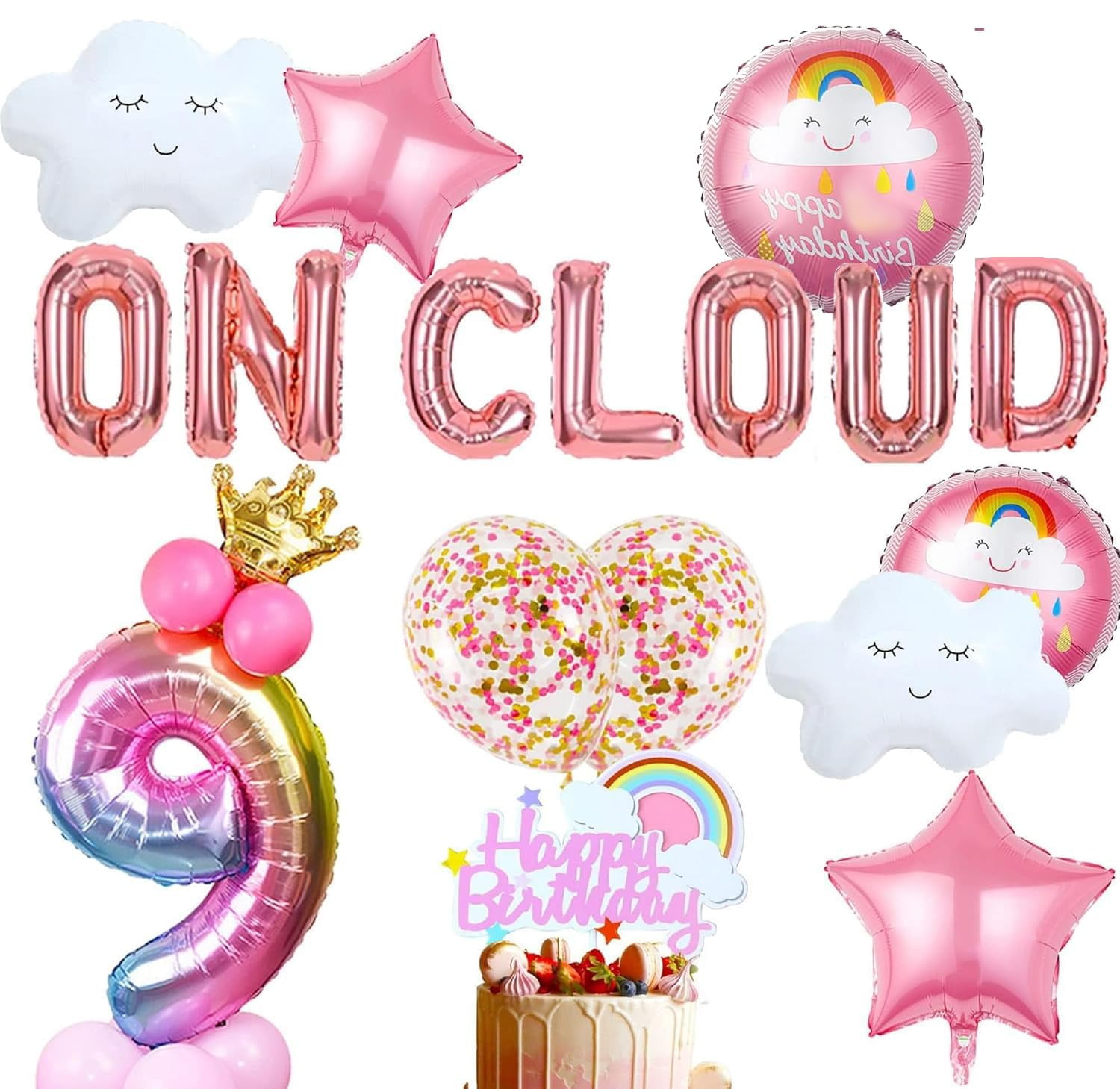 LaVenty On Cloud 9 ROSE GOLD BSL1 Balloons Banner On Cloud Nine ...
