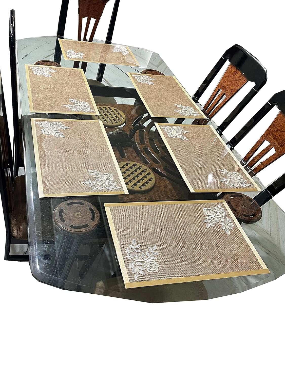 LaVichitra Golden Designer Jute Rectangular Decorative Table Placemat ...