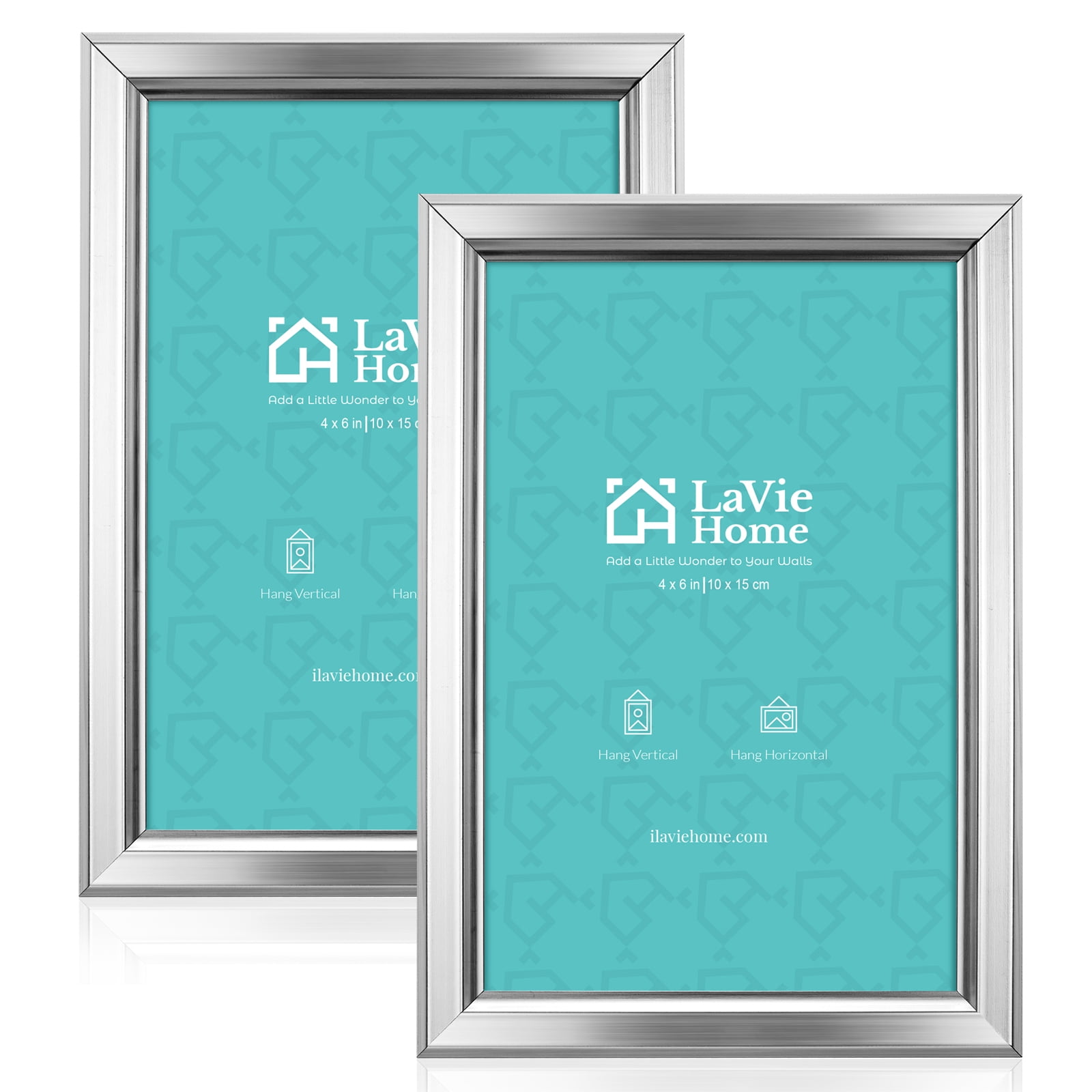 LaVie Home 4x6 Picture Frames (2 Pack, Silver) Simple Designed High ...