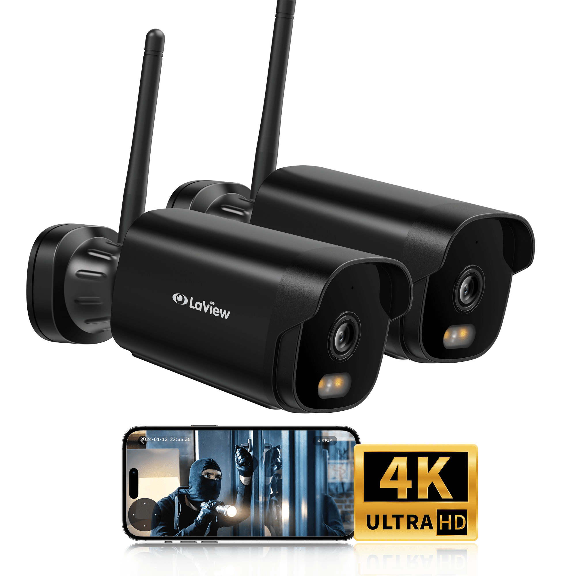 LaView 4K Outdoor Security Cameras,8MP HD Cameras for Home Security ...