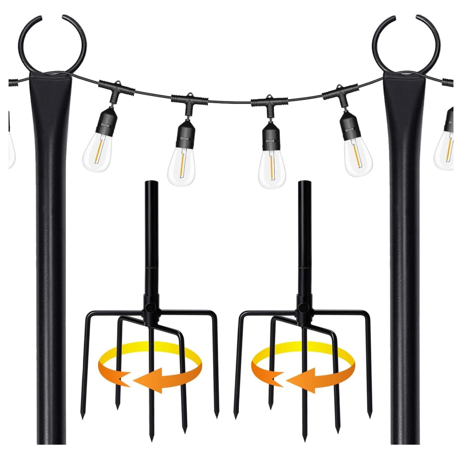 LaYelxt - string light poles for outside - 2 pack - 10ft poles for ...