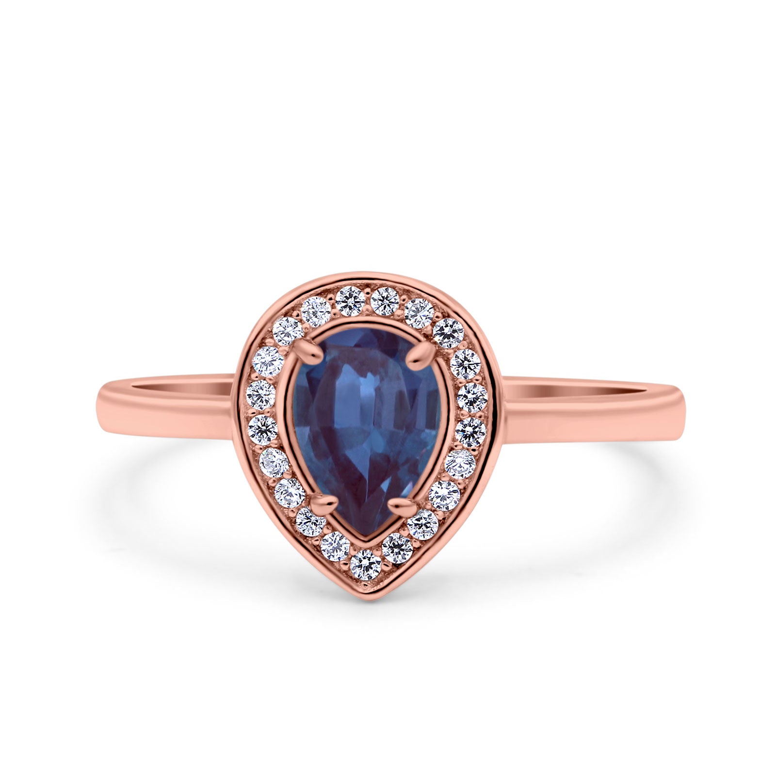 Lab Alexandrite Rose Tone Silver Size-6 Art Deco Pear Teardrop Vintage ...