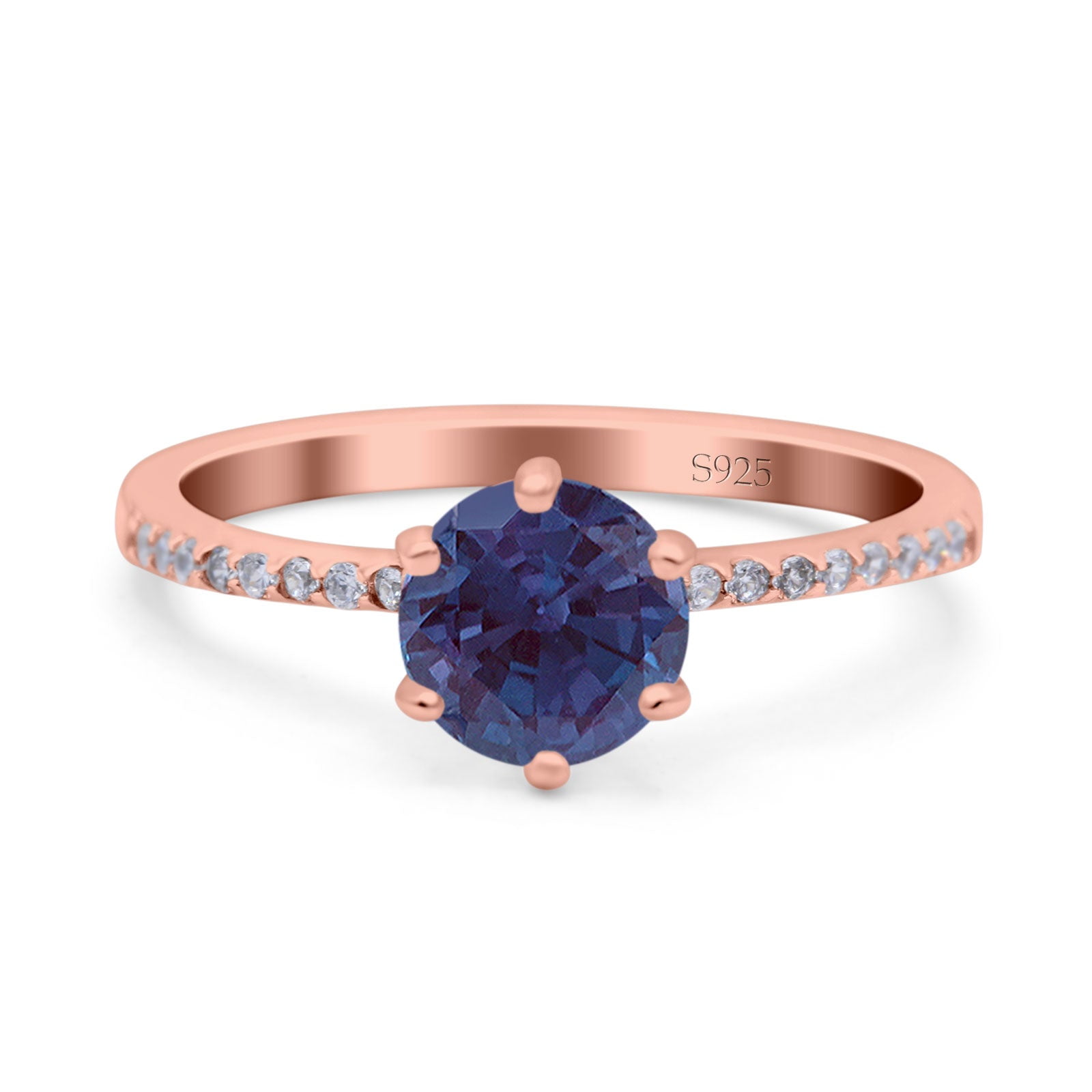 Lab Alexandrite Rose Tone Silver Size-9 Art Deco Round Vintage Style ...