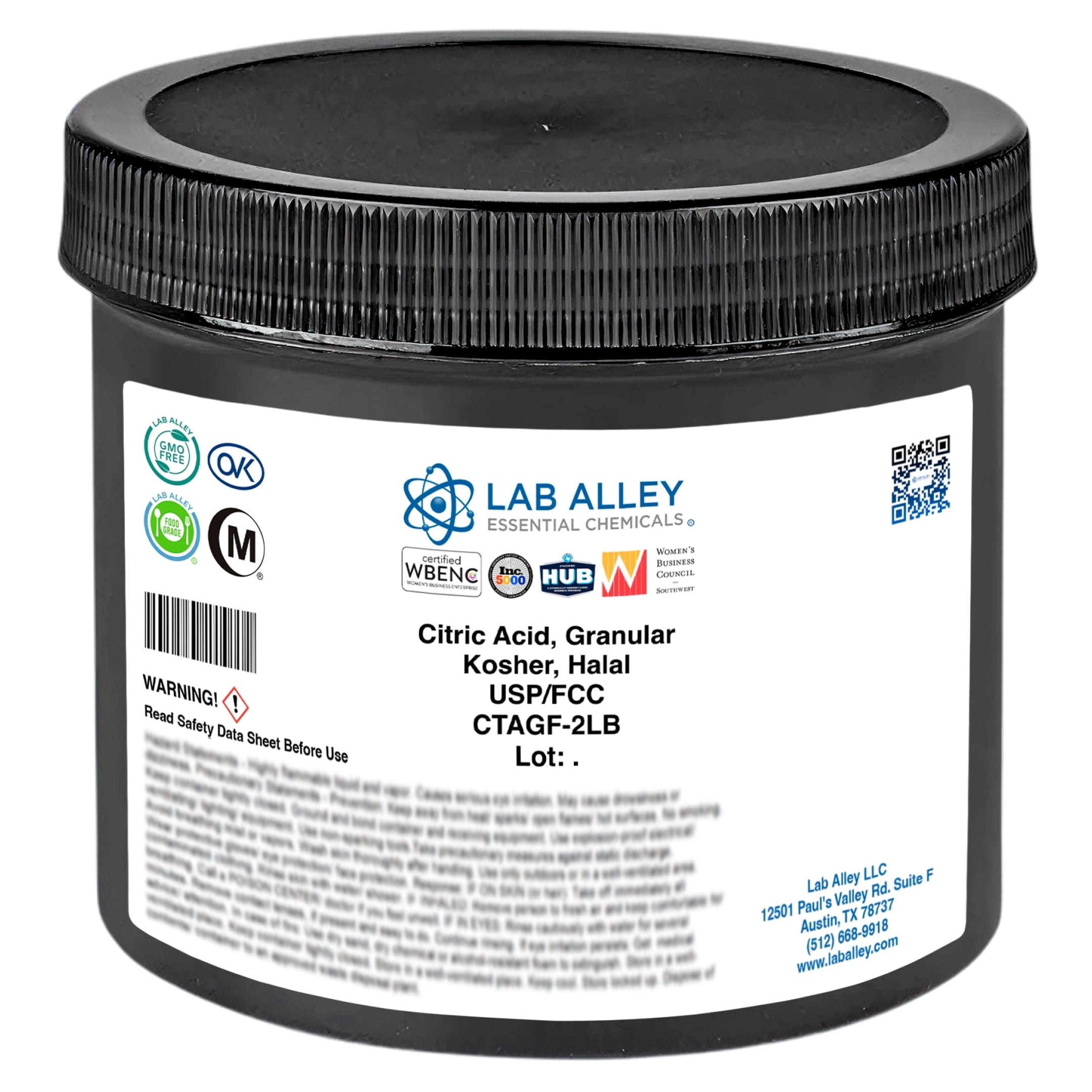 Lab Alley Citric Acid, Anhydrous, Granular, USP/FCC/Food Grade, Kosher ...