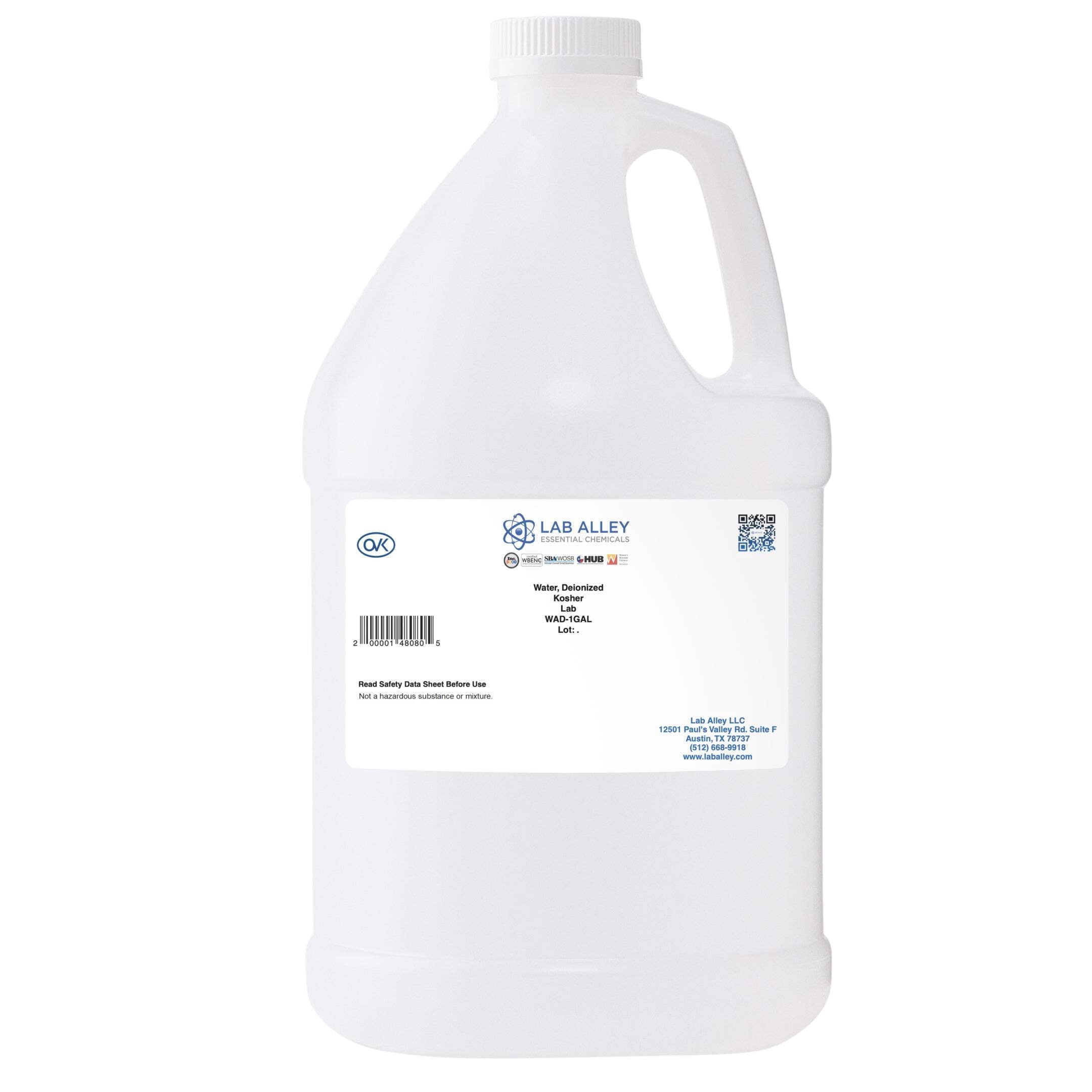 Lab Alley Deionized Water Laboratory Chemical, Lab Grade, Kosher, 1 ...