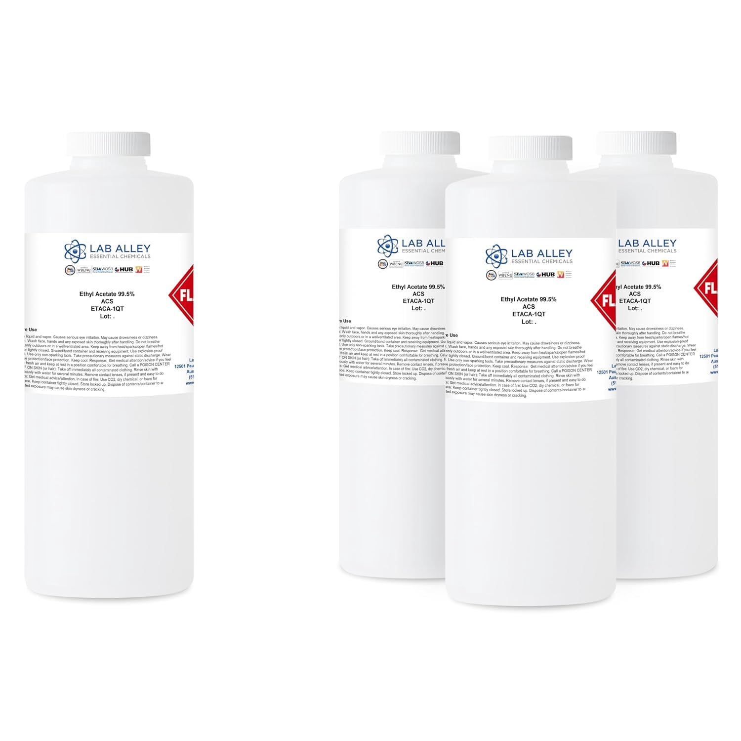 Lab Alley Ethyl Acetate 99.5% ACS Grade, Highest Purity Solvent ...