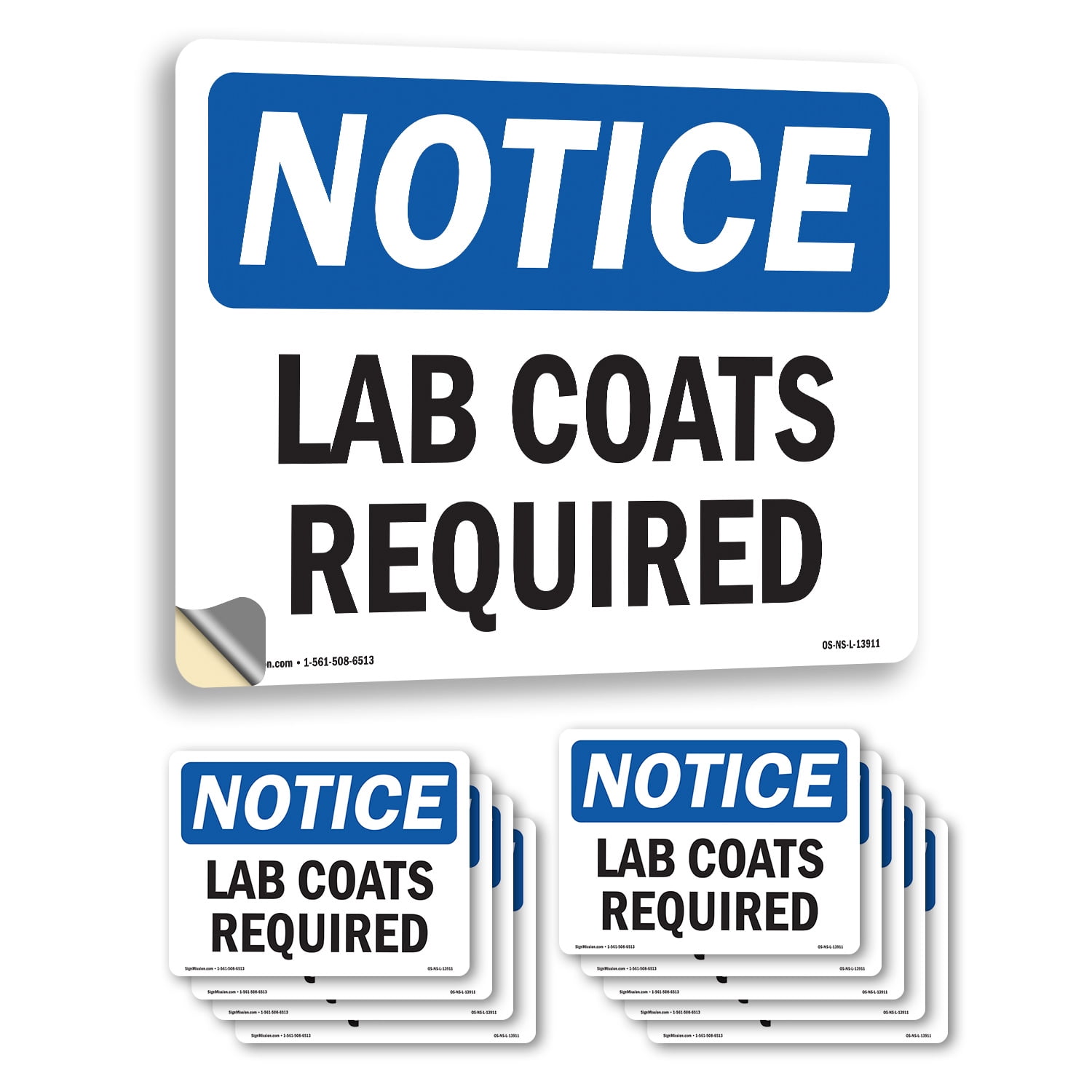 Lab Coats Required OSHA Notice Vinyl Decal Label 7 Inch x 5 Inch - 10 ...