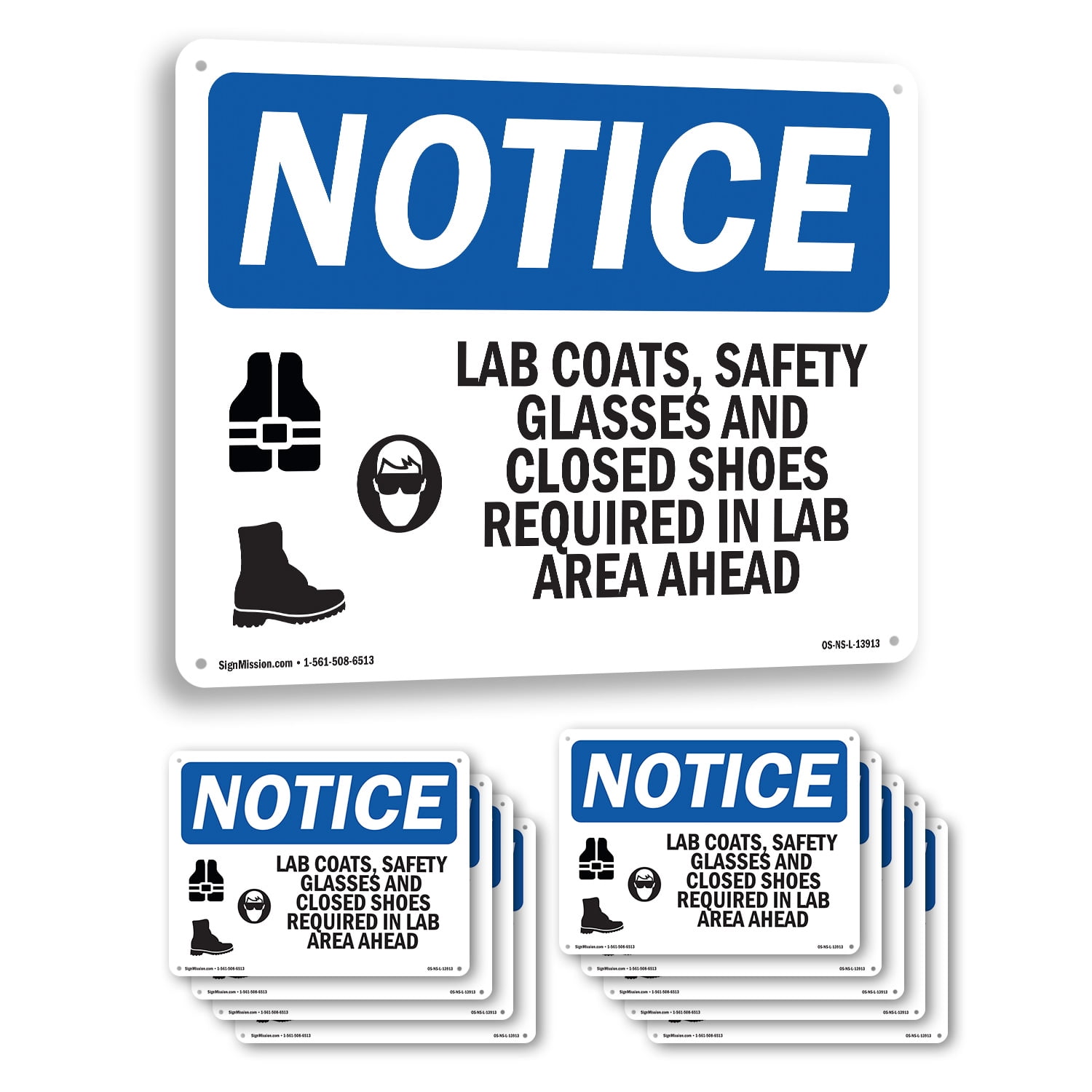 Lab Coats Safety Glasses And OSHA Notice Aluminum Sign 24 Inch x 18 ...
