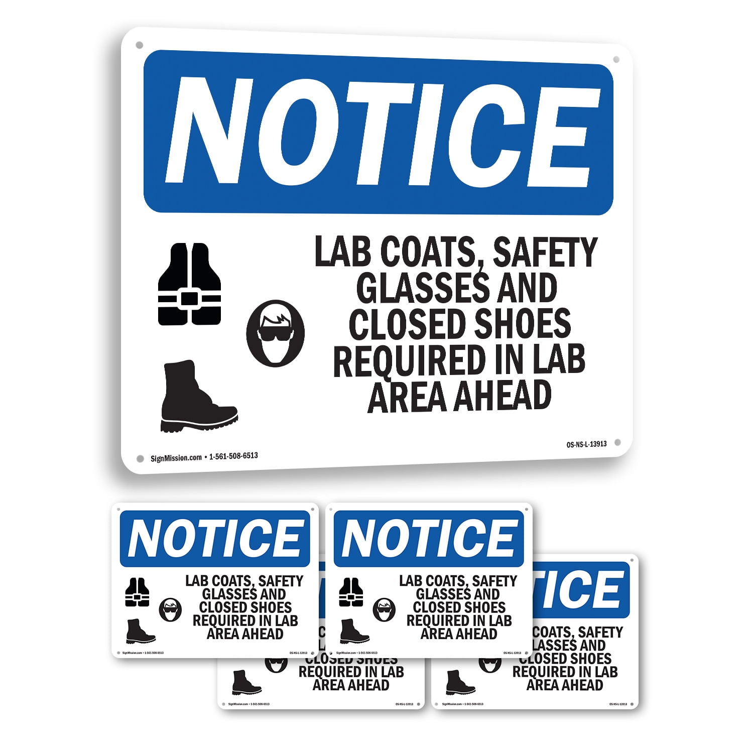 Lab Coats Safety Glasses And OSHA Notice Rigid Plastic Sign 18 Inch x ...