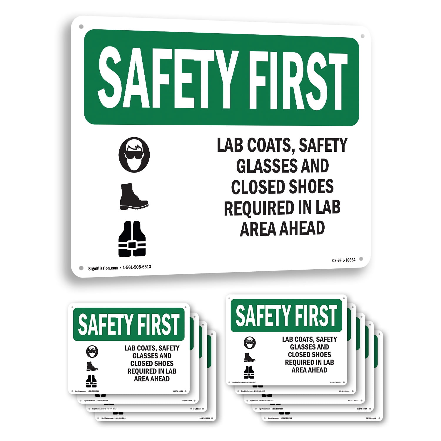 Lab Coats Safety Glasses And With Symbol OSHA SAFETY FIRST Aluminum ...