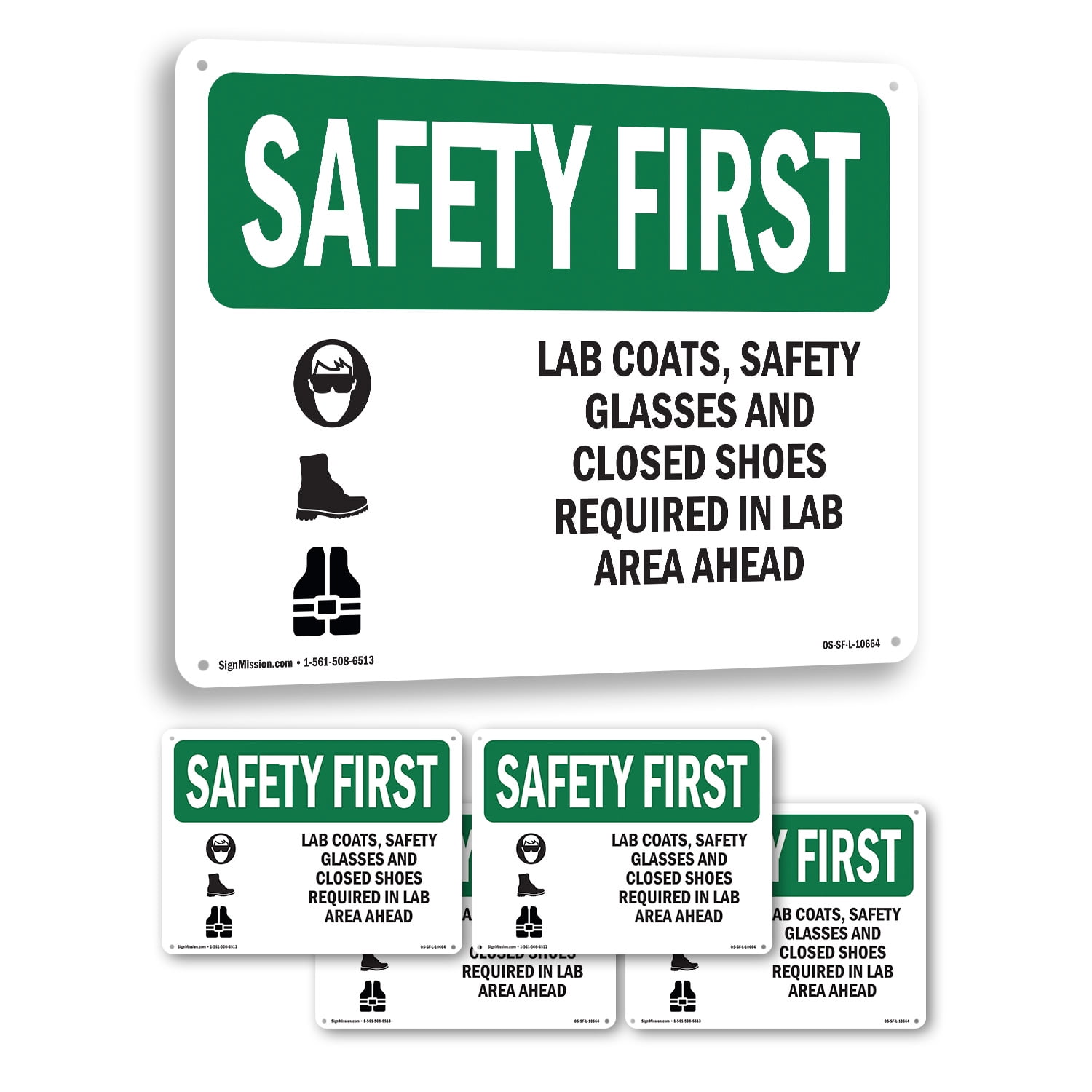 Lab Coats Safety Glasses And With Symbol OSHA SAFETY FIRST Rigid ...