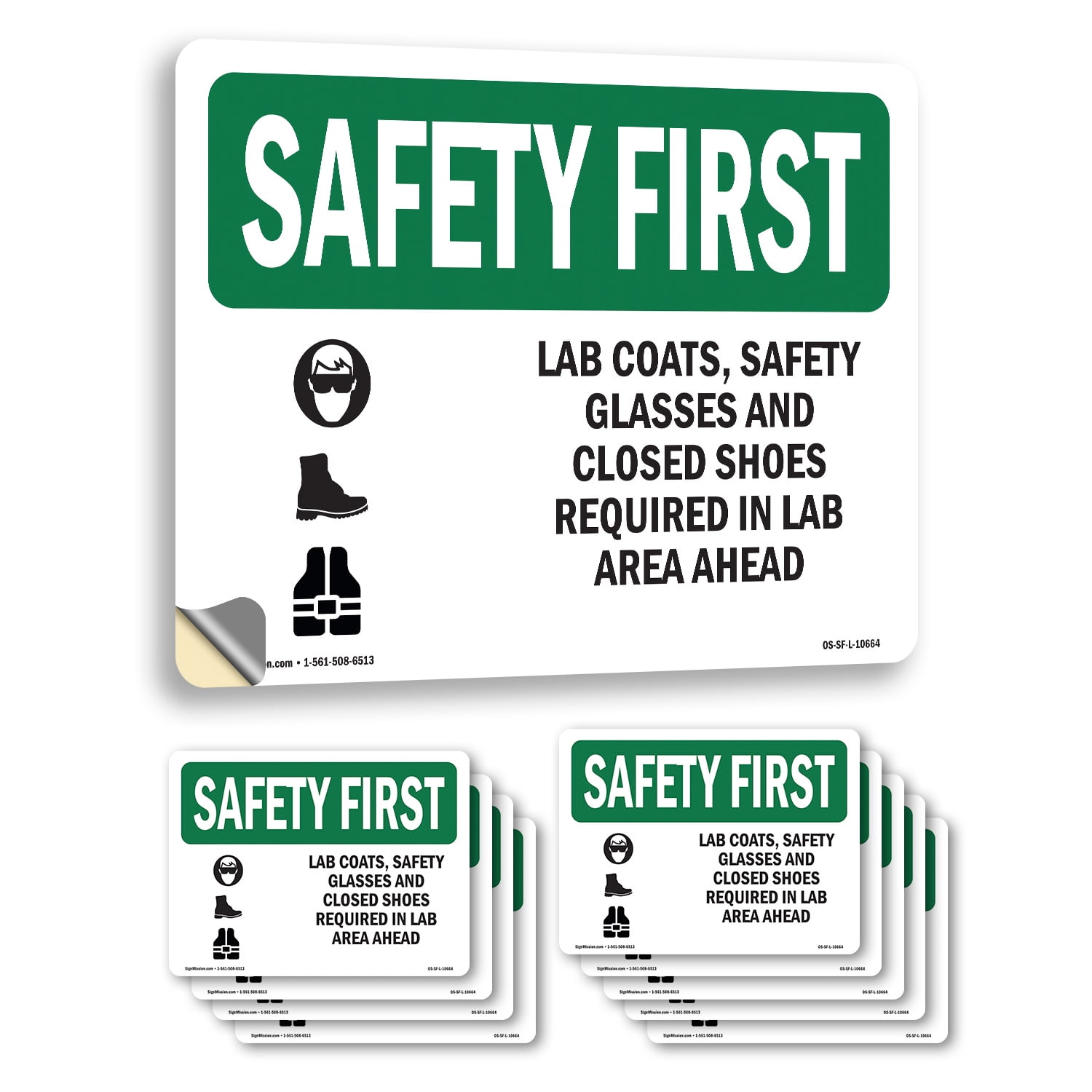 Lab Coats Safety Glasses And With Symbol OSHA SAFETY FIRST Vinyl Decal ...
