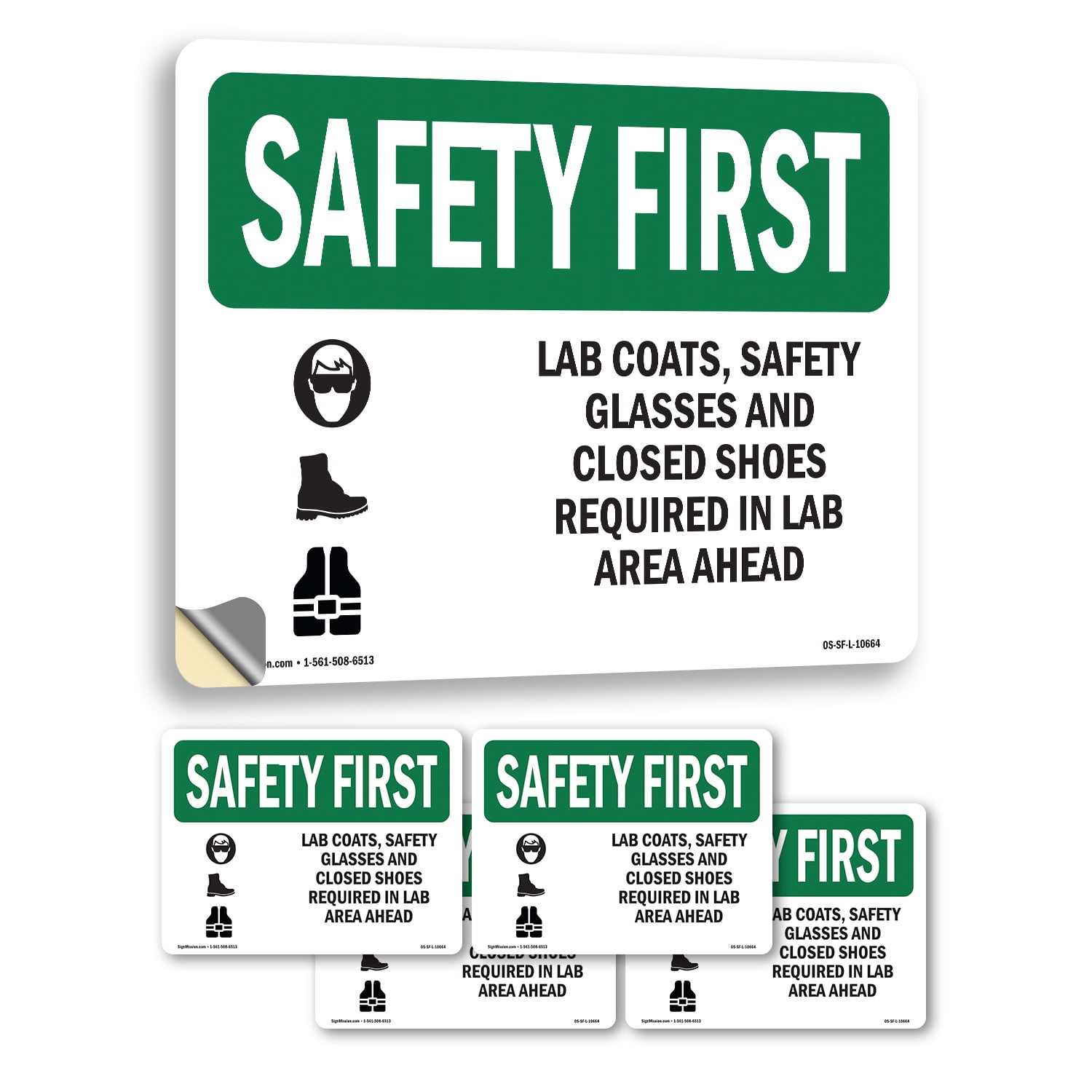 Lab Coats Safety Glasses And With Symbol OSHA SAFETY FIRST Vinyl Decal ...