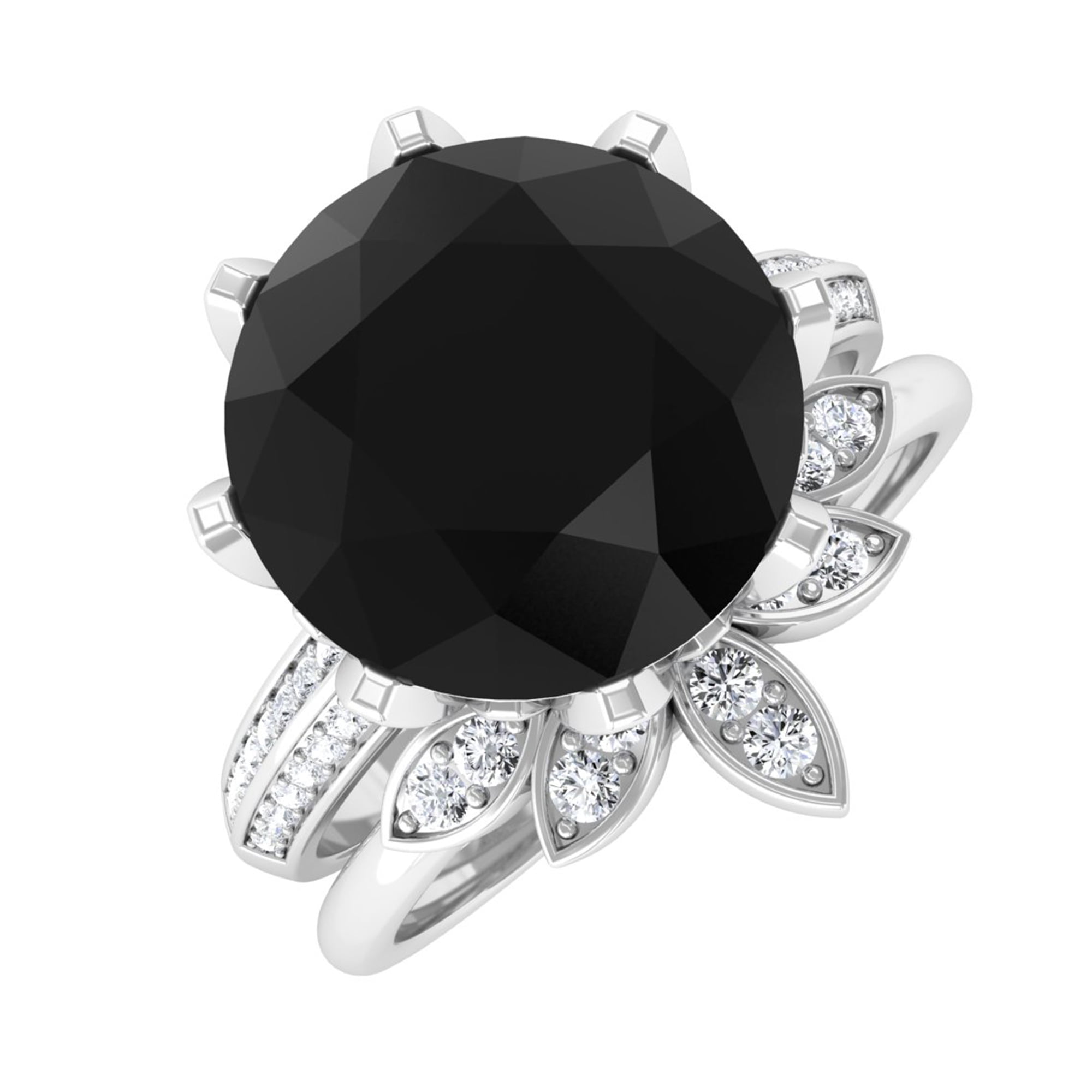 Rosec Jewels Lab Created Black Diamond Bridal Ring Set with Moissanite ...