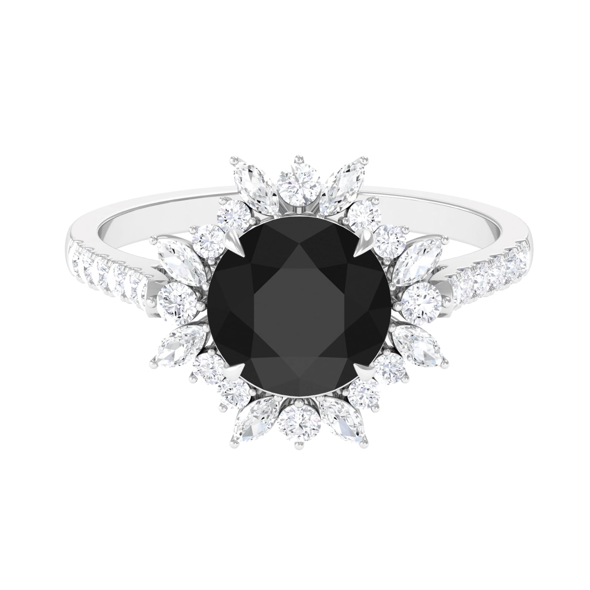 Lab Created Black Diamond Cocktail Ring with Moissanite, Nature ...
