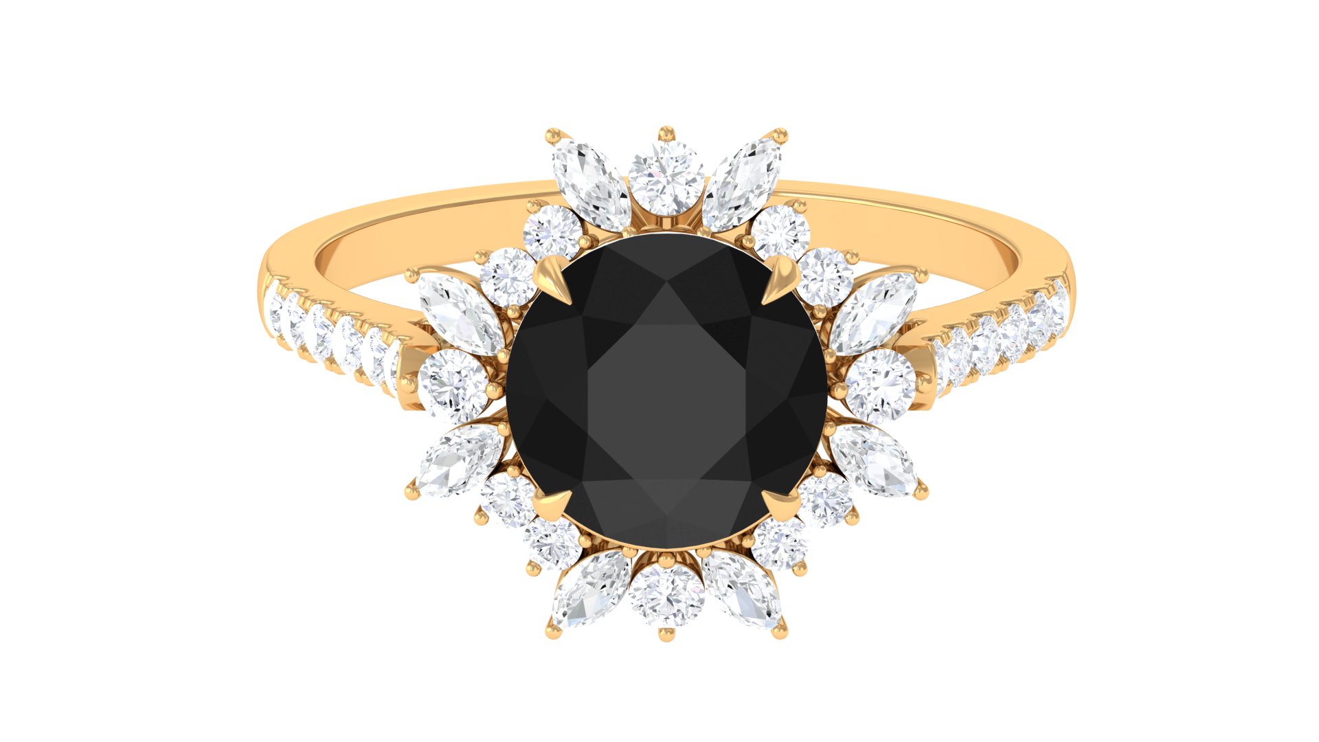 Lab Created Black Diamond Cocktail Ring with Moissanite, Nature ...