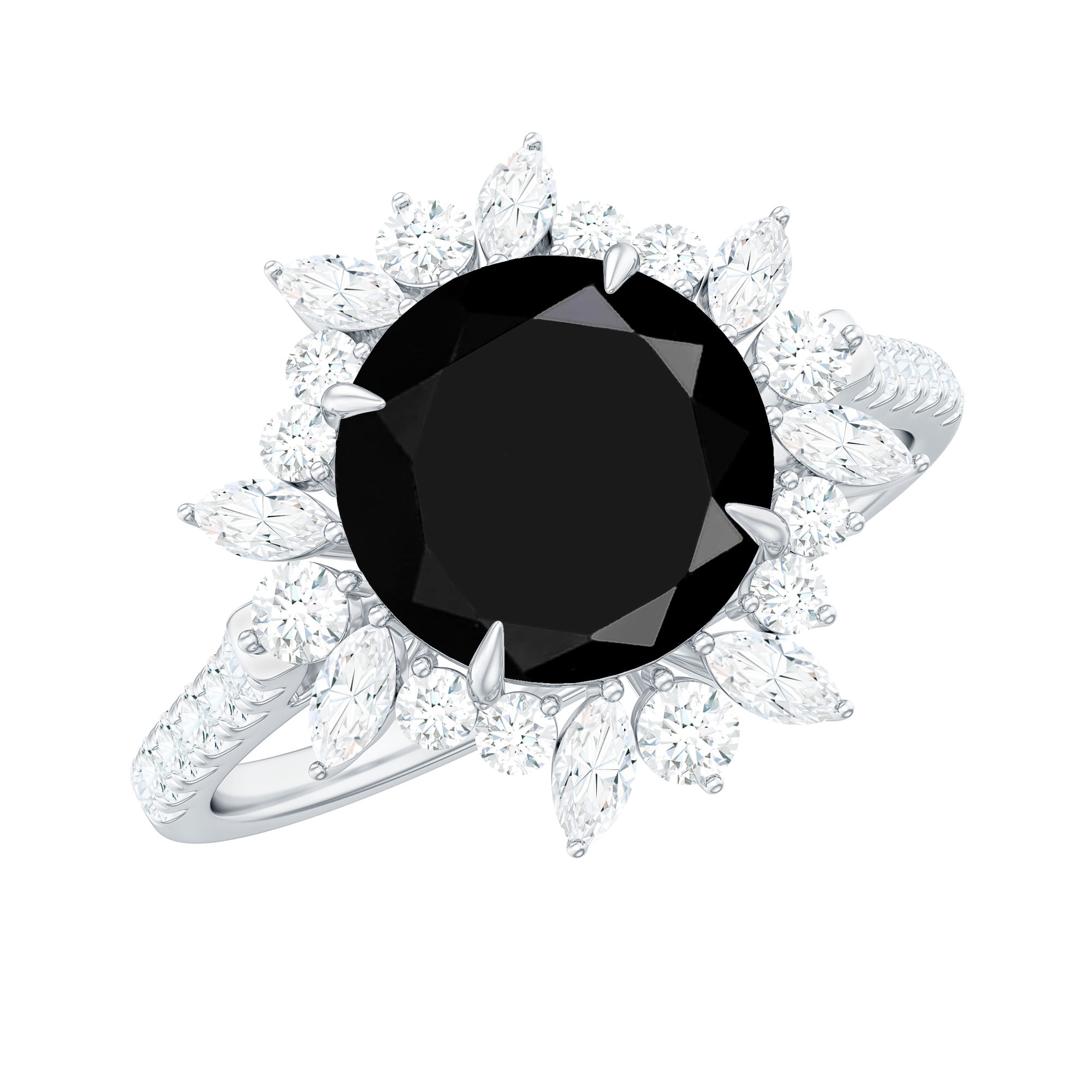 Rosec Jewels Lab Created Black Diamond Cocktail Ring with Moissanite ...