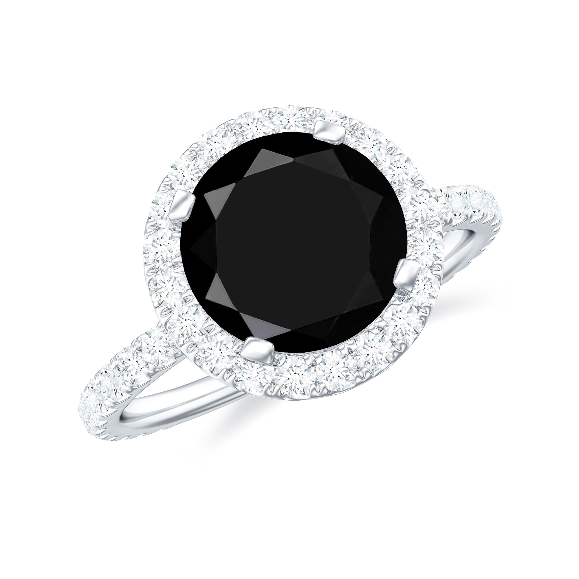 Rosec Jewels Lab Grown Black Diamond Engagement Ring with Halo - 8 mm ...