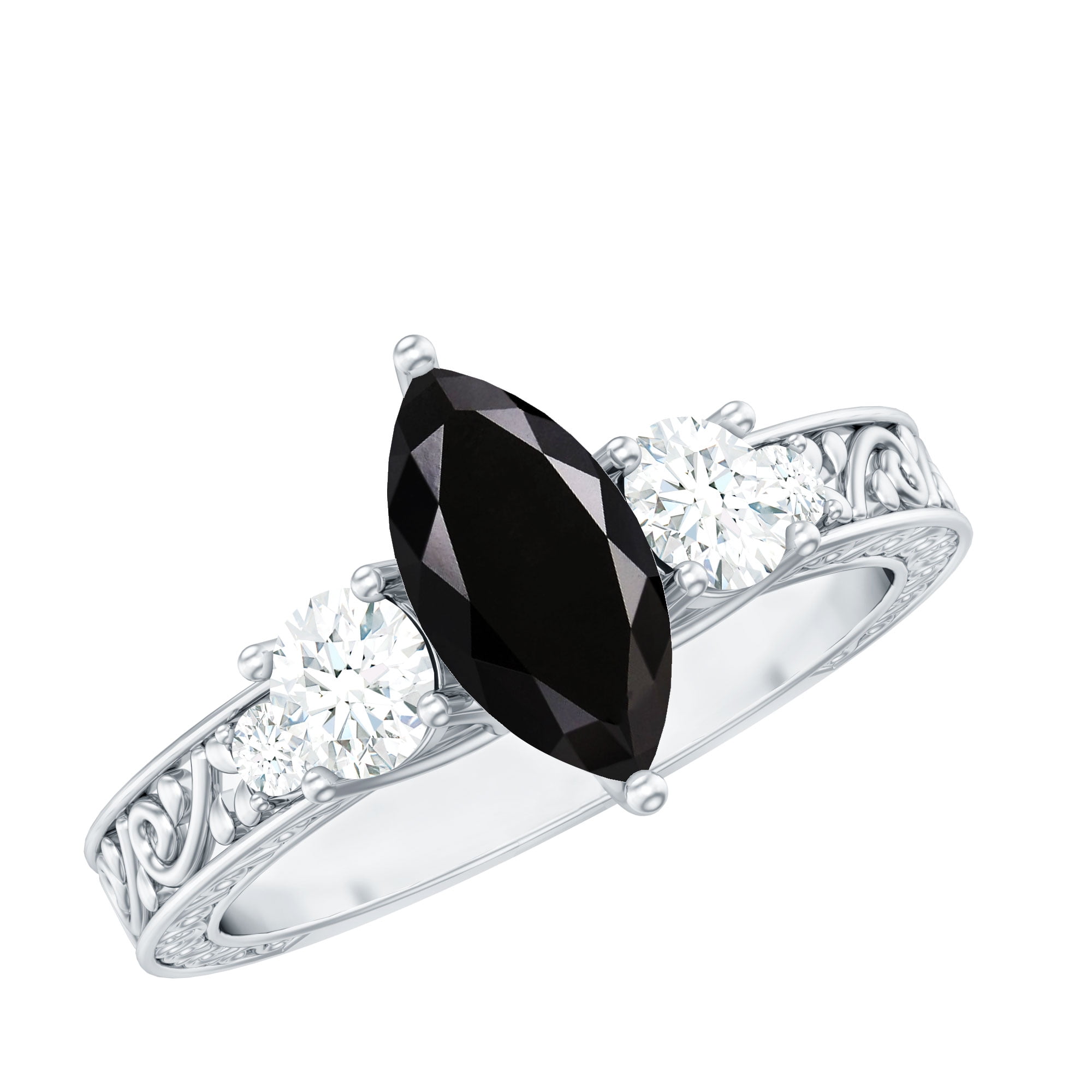 Rosec Jewels Lab Created Black Diamond Solitaire Ring with Moissanite ...