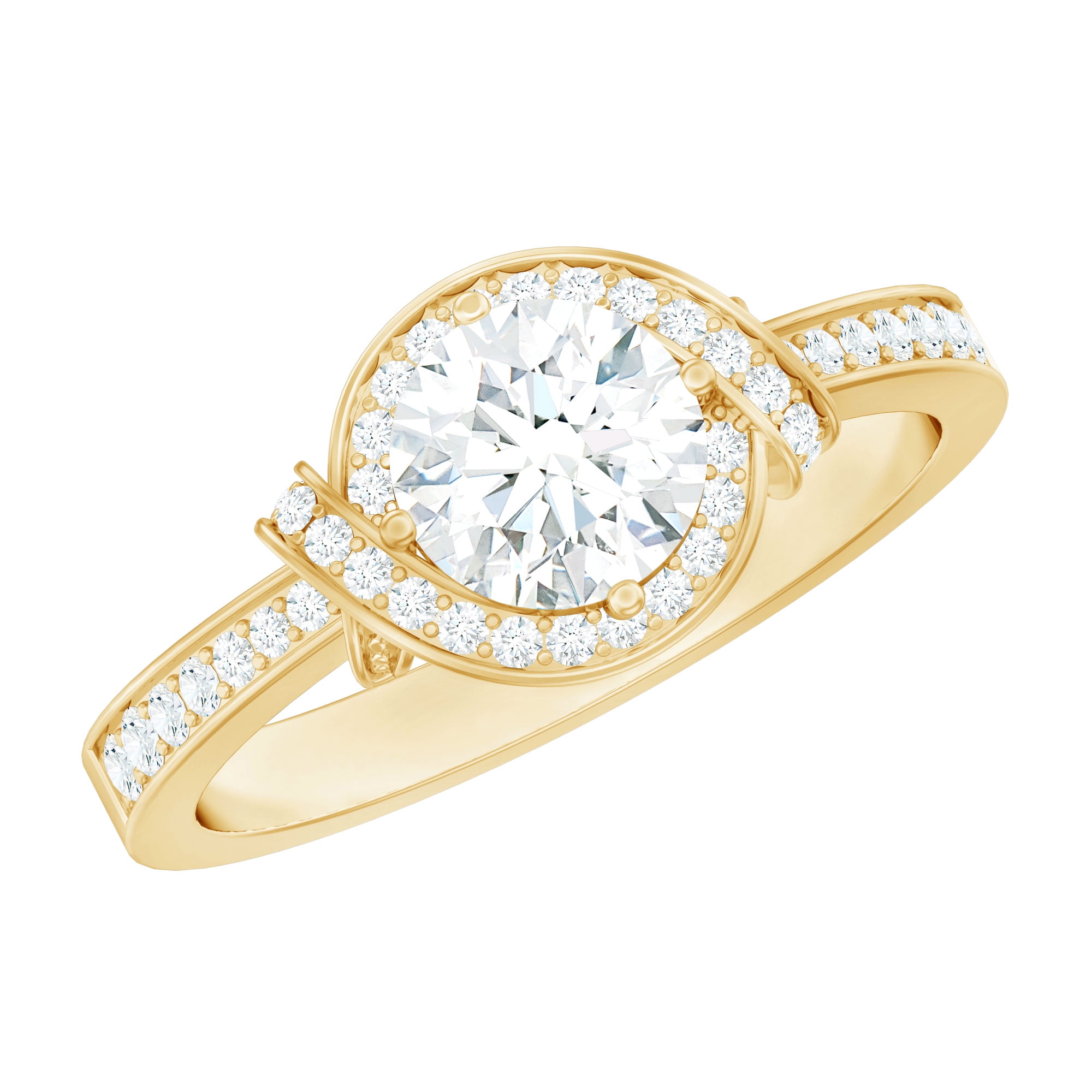 Lab Created Diamond Circle Engagement Ring with Halo - 6mm - EF-VS ...