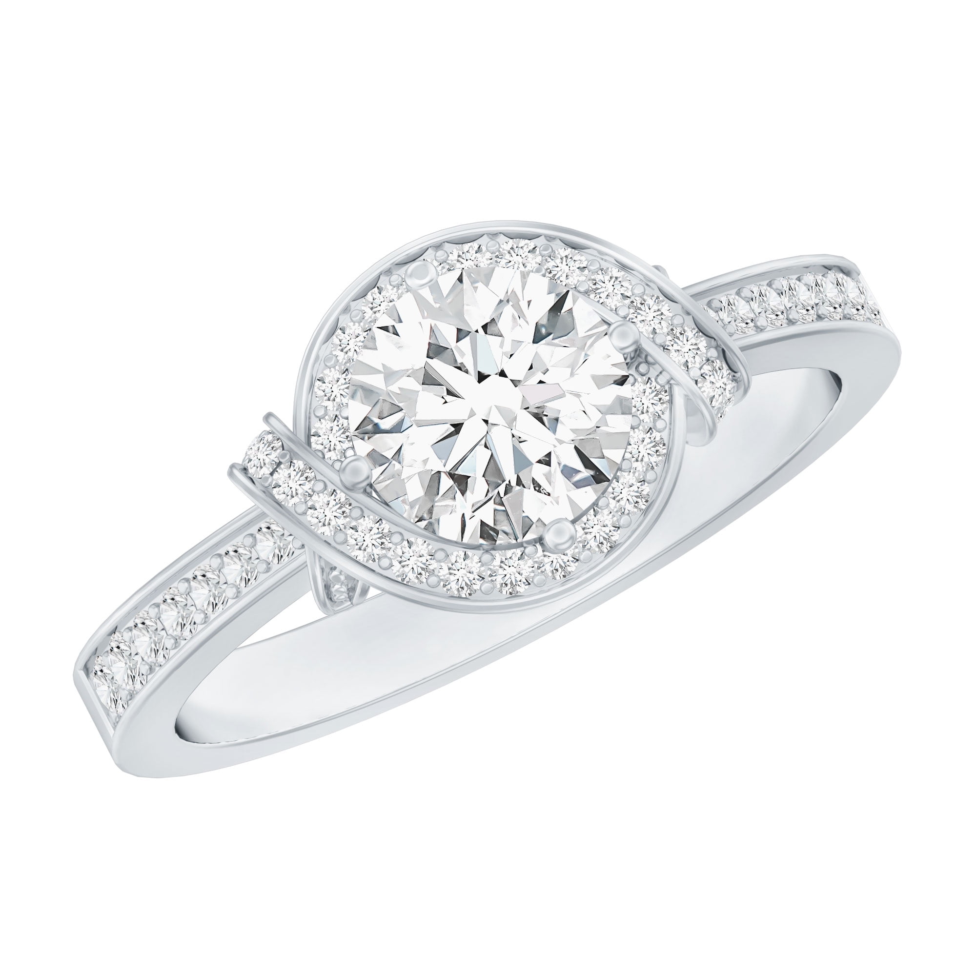 Lab Created Diamond Circle Engagement Ring with Halo - 6mm - EF-VS ...