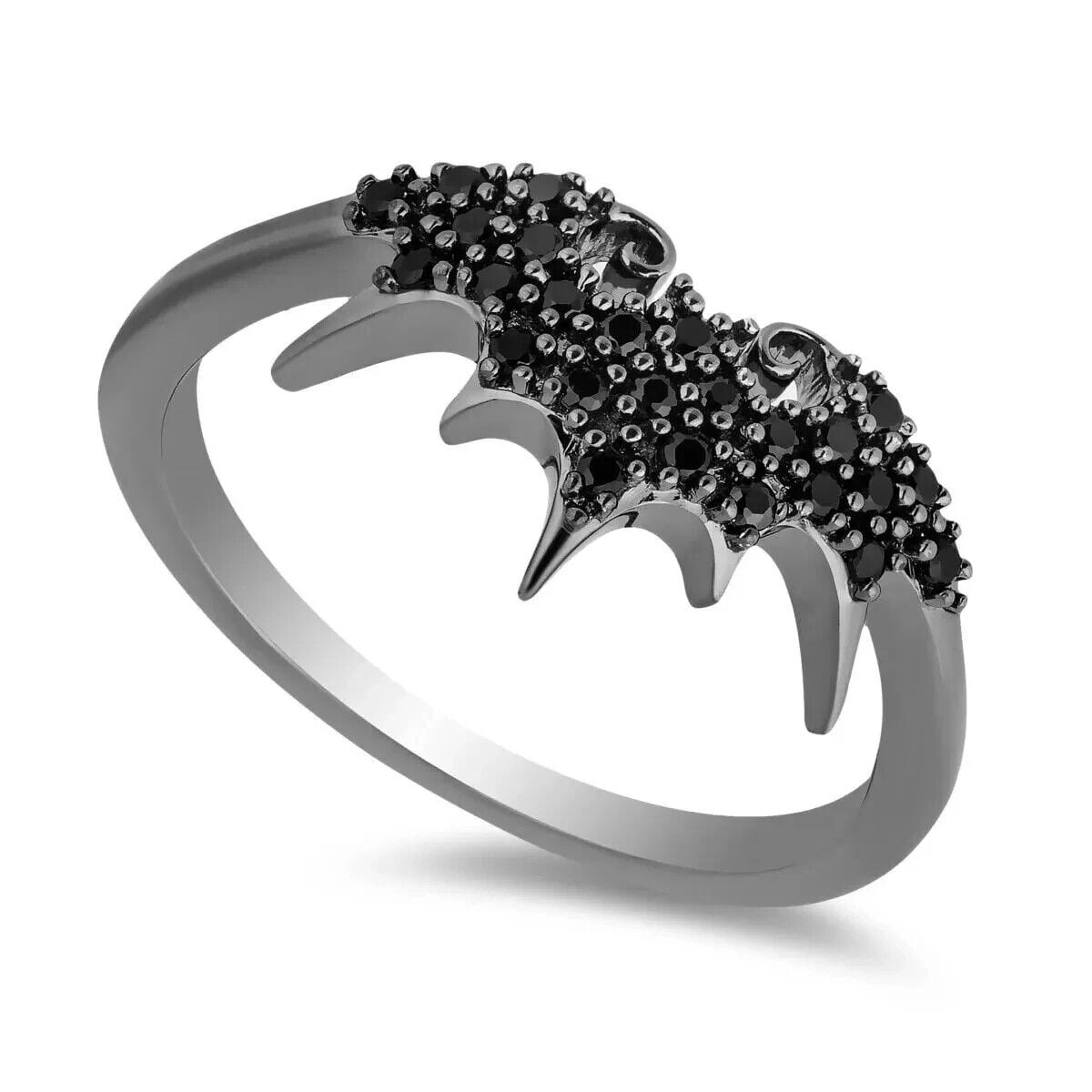 Lab Created Diamond Nightmare Before Christmas Black Bat Rings 14K ...