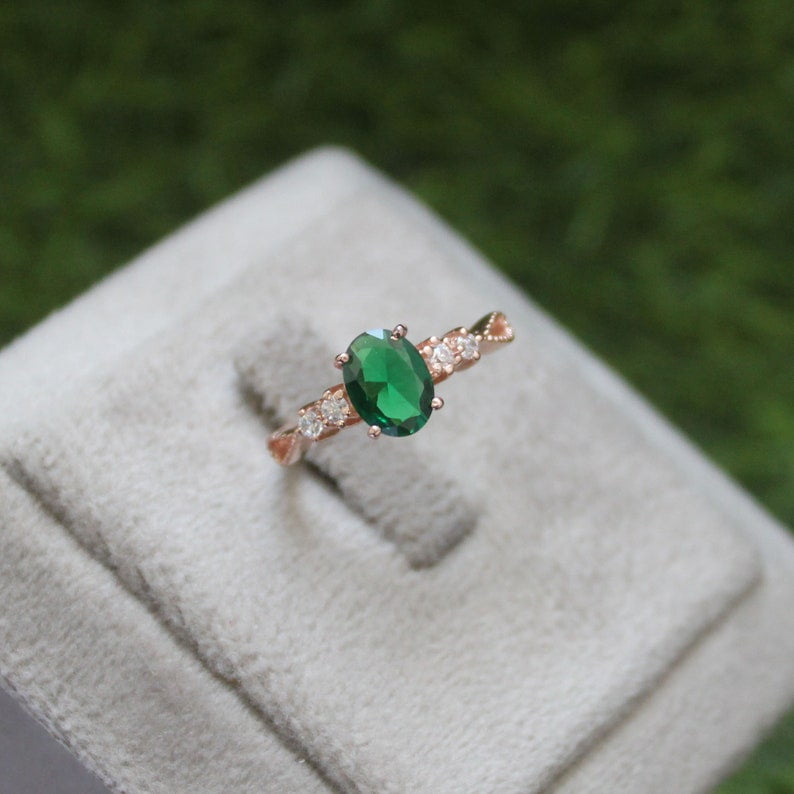 Lab Created Emerald Ring, 925 Sterling Silver Ring, Look like Natural ...