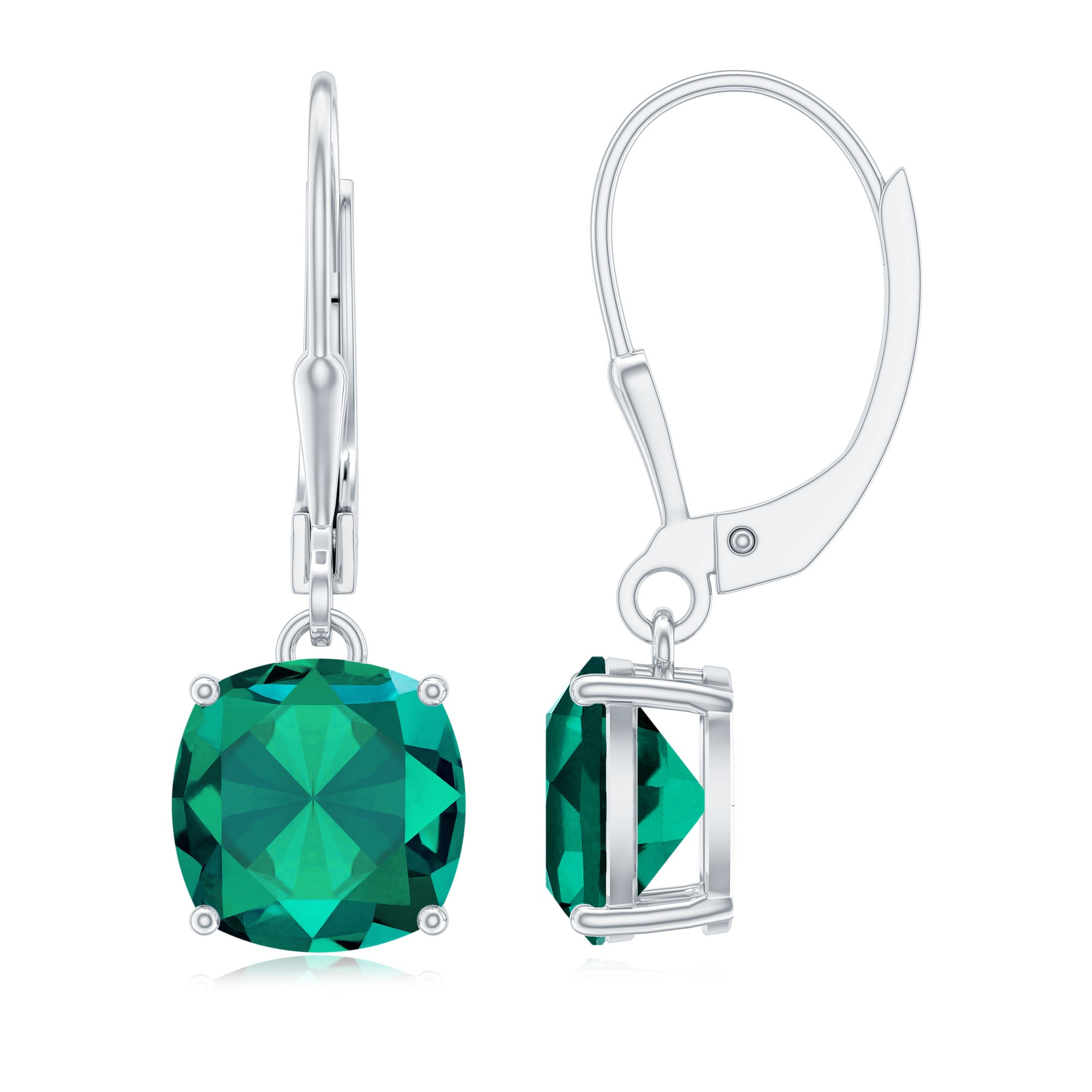 3.5 ct Oval Shape Green Simulated Emerald Drop Earrings in Sterling ...