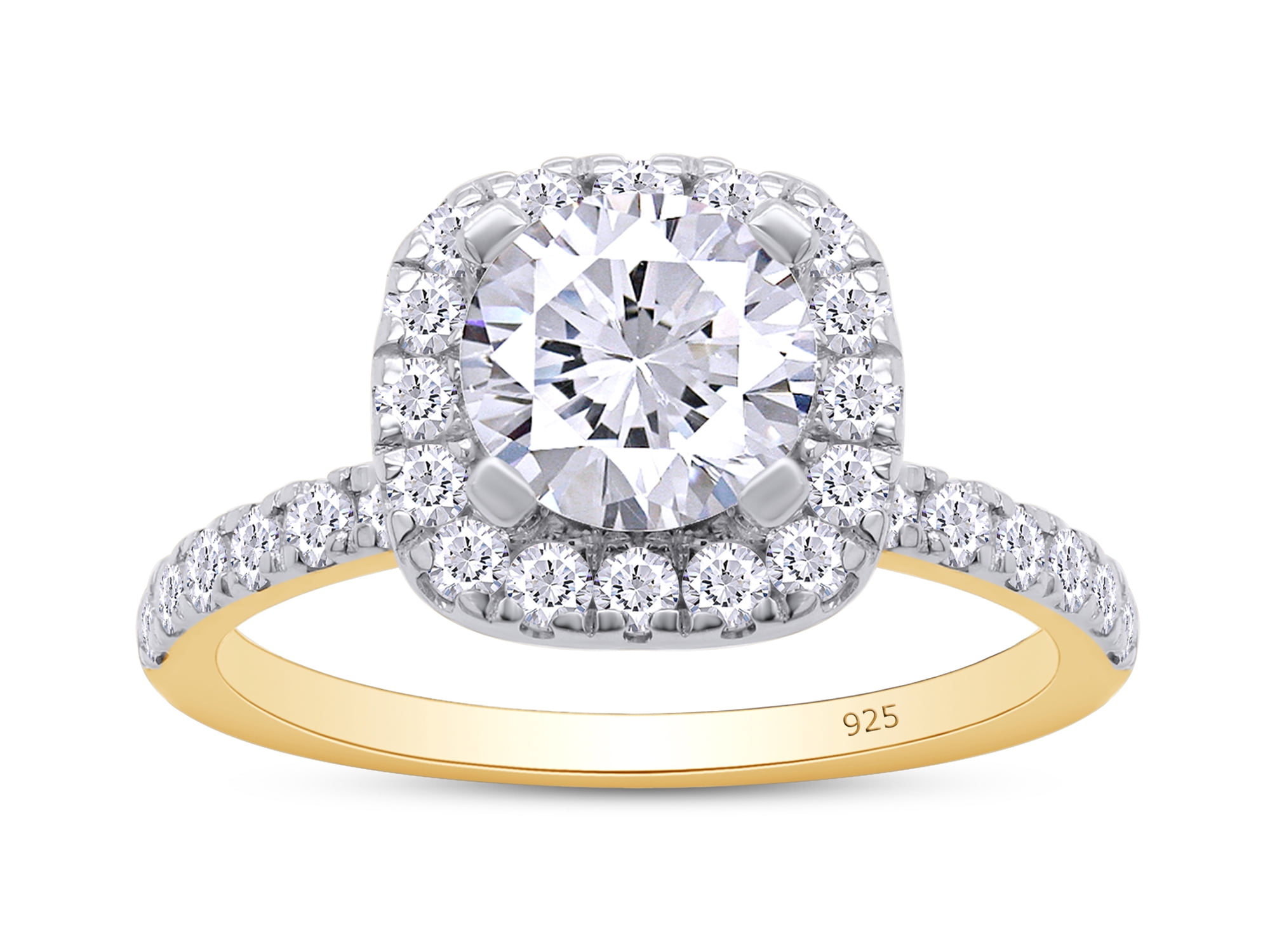AFFY 1.50CT Moissanite Diamond Engagement Rings for Women in 18K Yellow ...