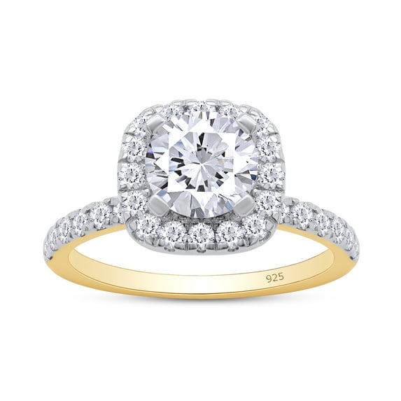 AFFY 1.50CT Moissanite Diamond Engagement Rings for Women in 18K Yellow ...
