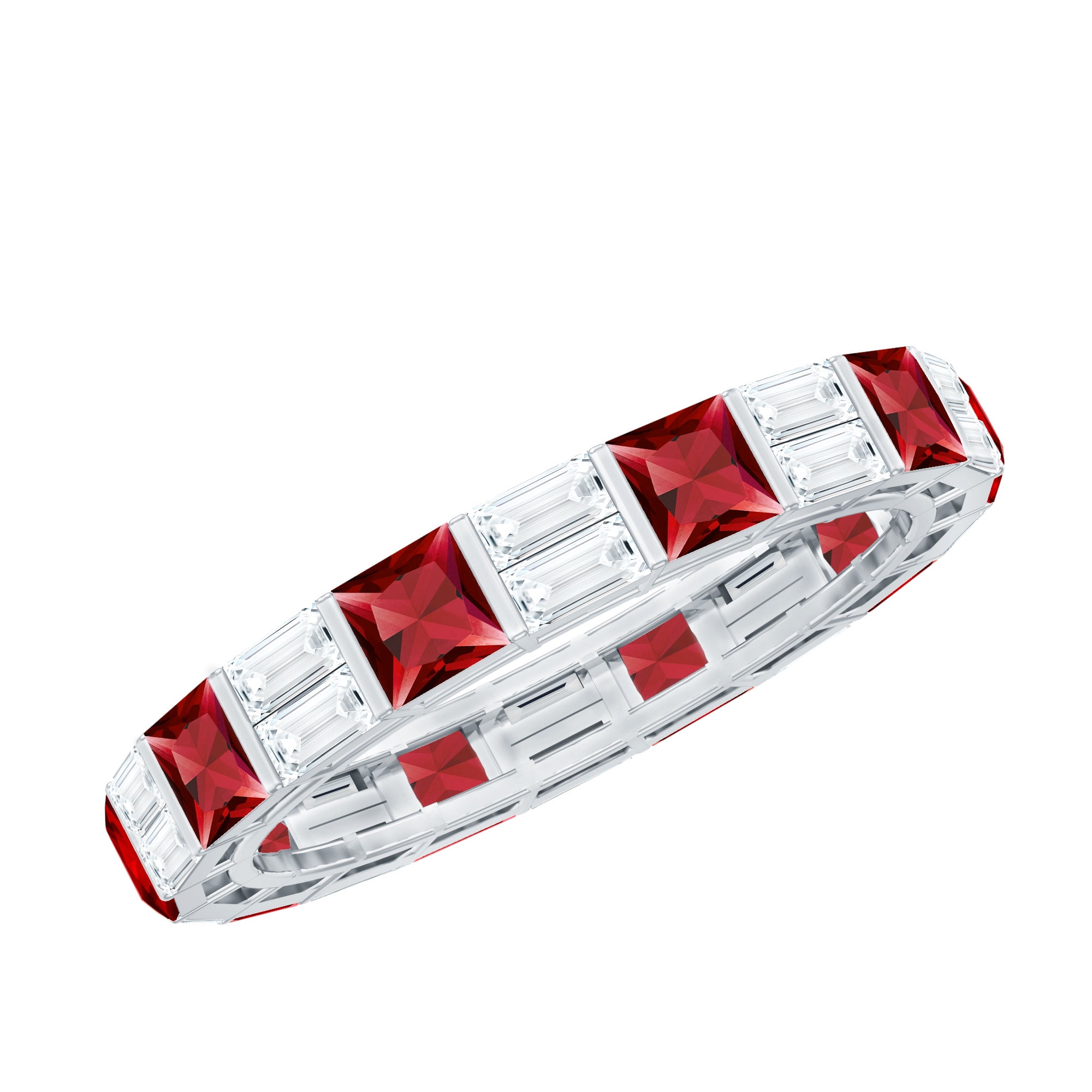 Lab Created Ruby Eternity Band Ring for Women with Moissanite (AAAA ...