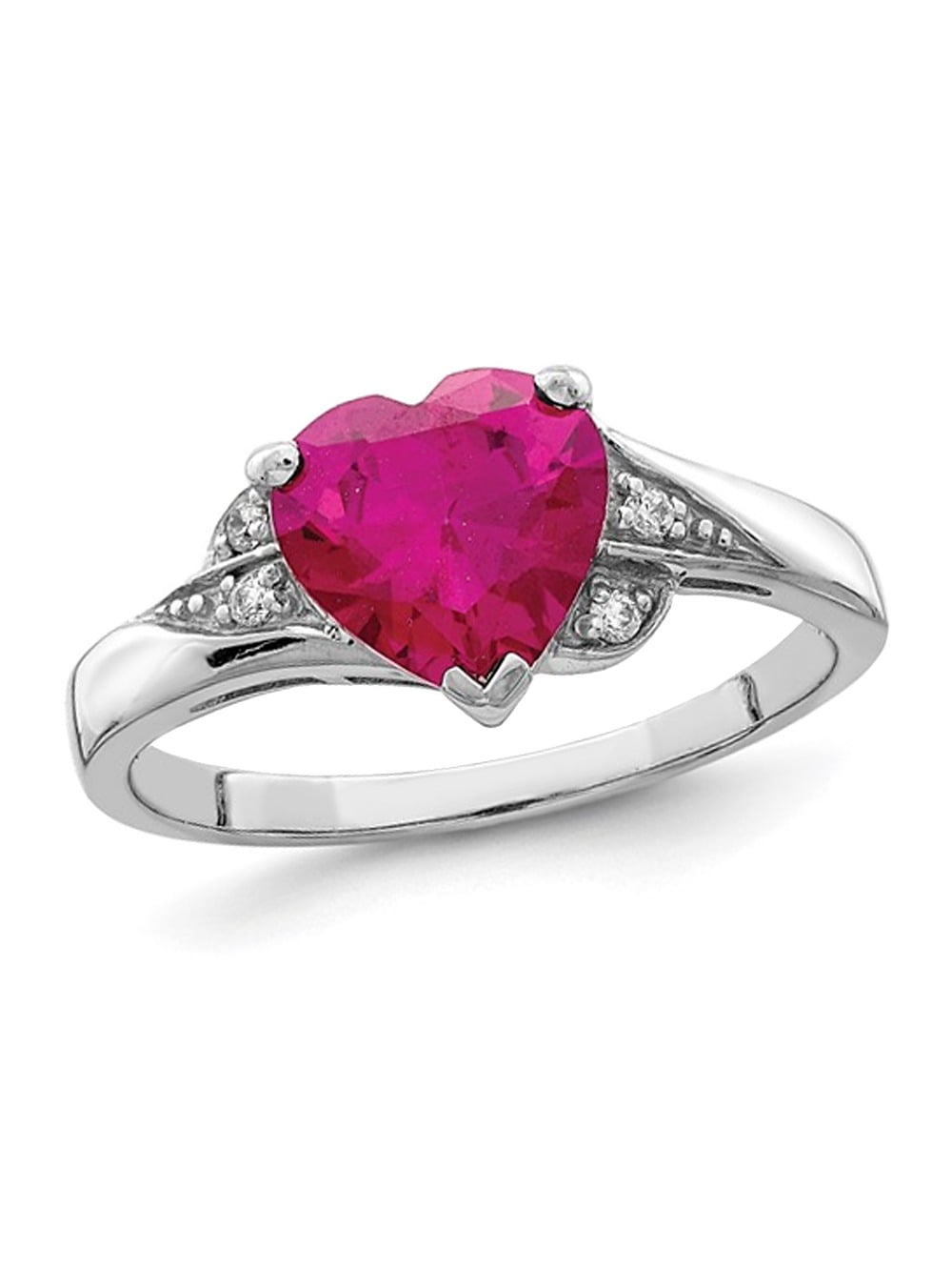 Gem & Harmony Lab-Created Ruby Heart Promise Ring in Sterling Silver ...