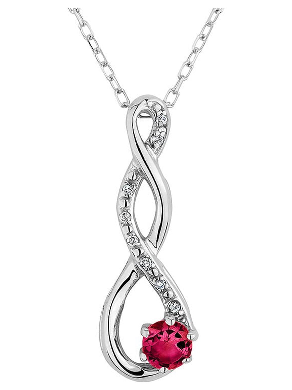 Lab-Created Ruby Infinity Pendant Necklace in Sterling Silver with ...
