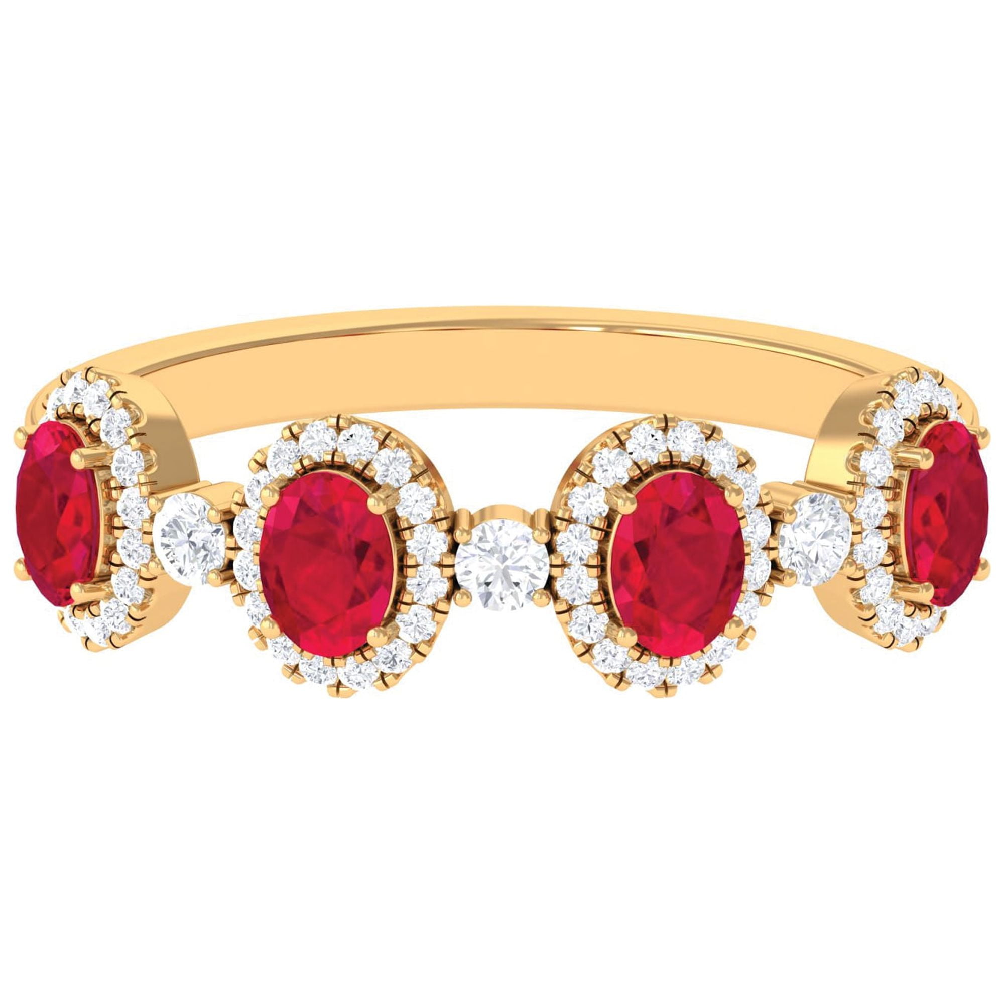 Lab Created Ruby Ring with Diamond Accent for Women (AAAA Quality, 1.50 ...