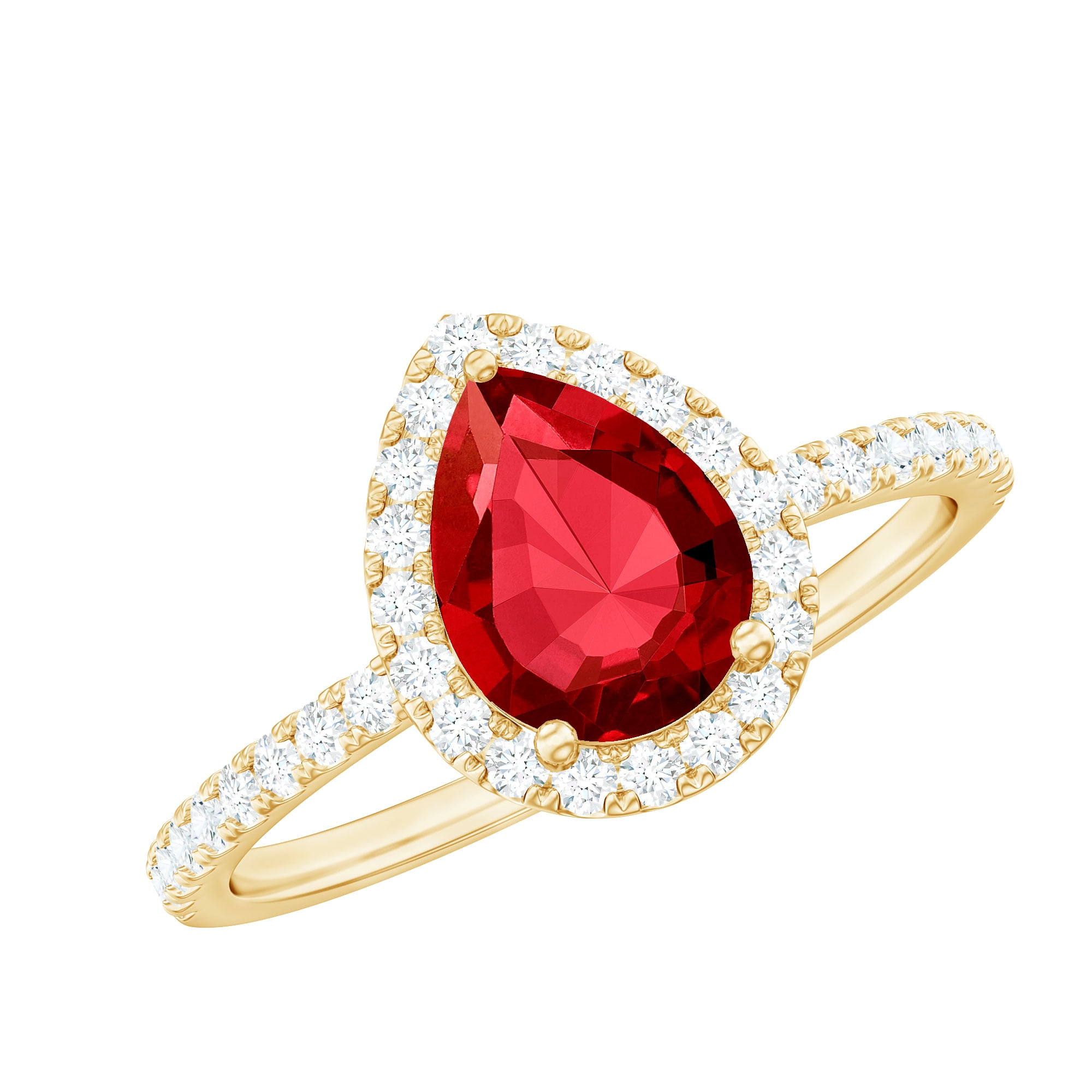 Rosec Jewels Certified Lab Grown Ruby Teardrop Engagement Ring - (6X8 ...