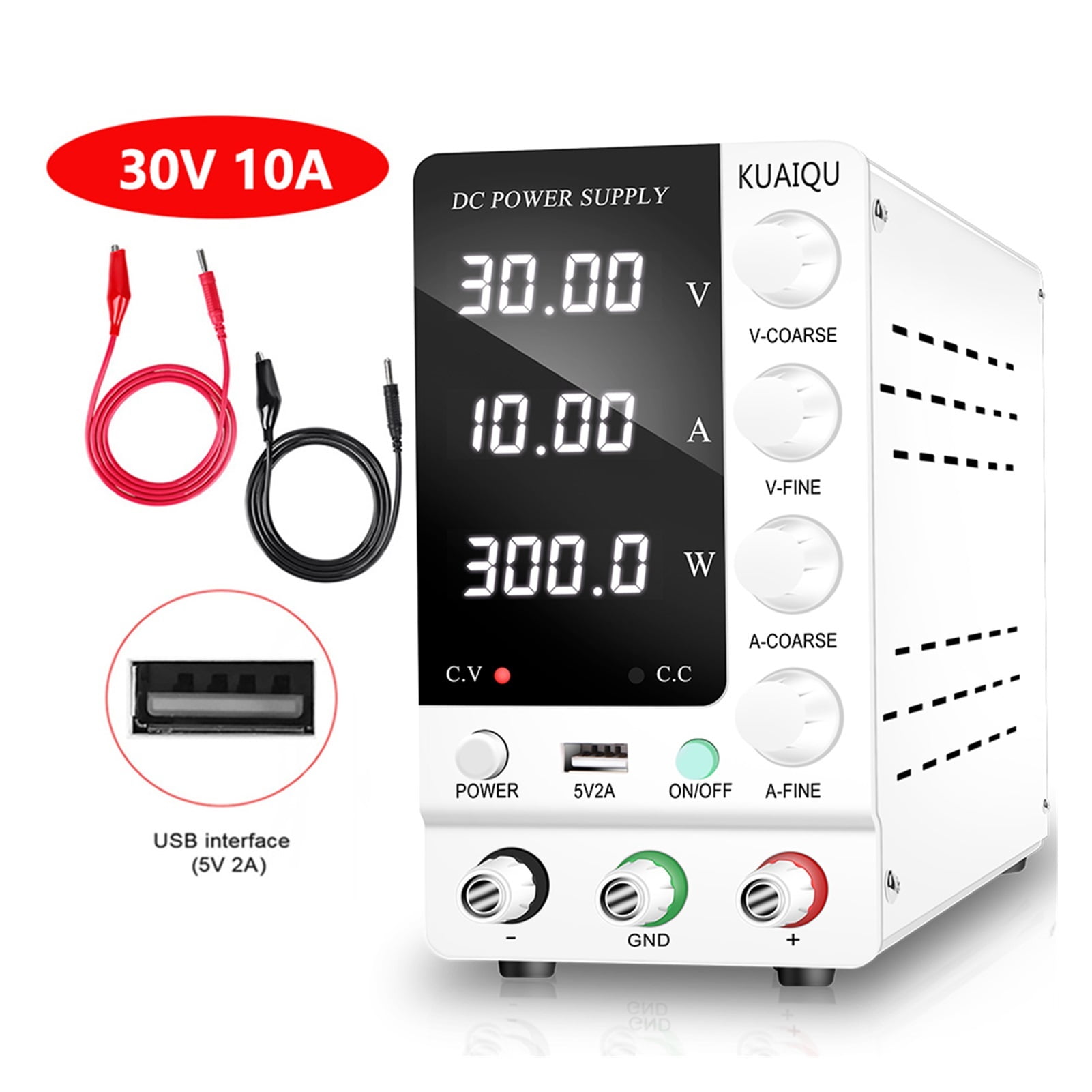 Lab DC Power Supply Adjustable 30-V 10A 120-V 3A 60V 5A Voltage ...