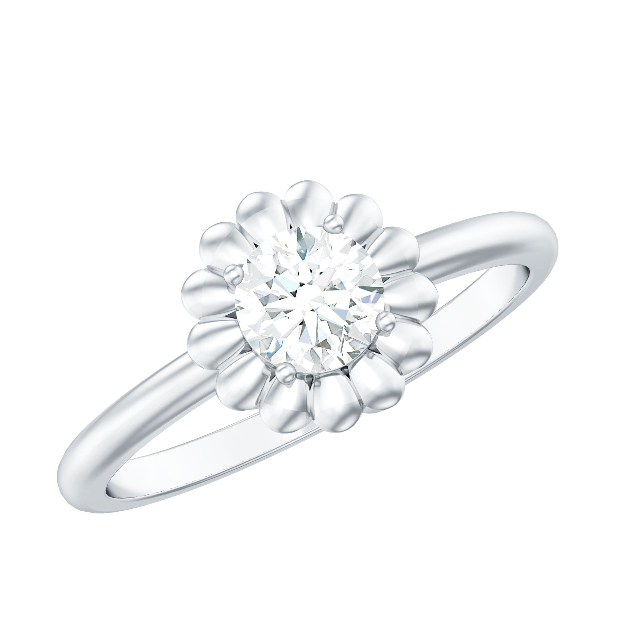 Rosec Jewels Lab Diamond Flower Ring for Women - 5 MM - EF-VS Quality ...