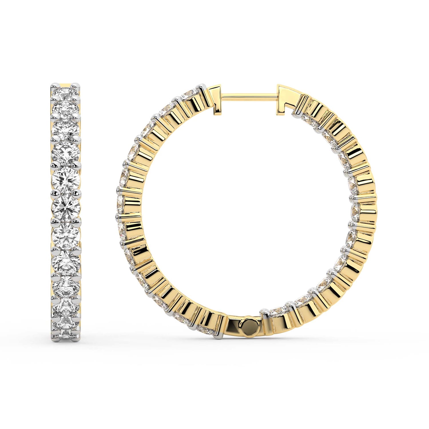 Lab Diamond Hoop Earring | 1 Carat IGI Certified Round Shape Meara Hoop ...